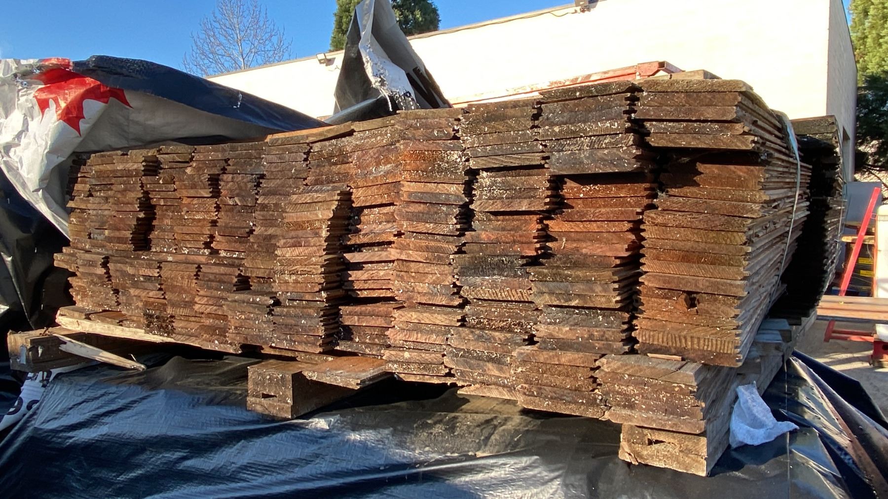 PALLET OF TONGUE & GROOVE WOOD CLADDING APPROX 24"L X 3.5"W X 1/2 ...