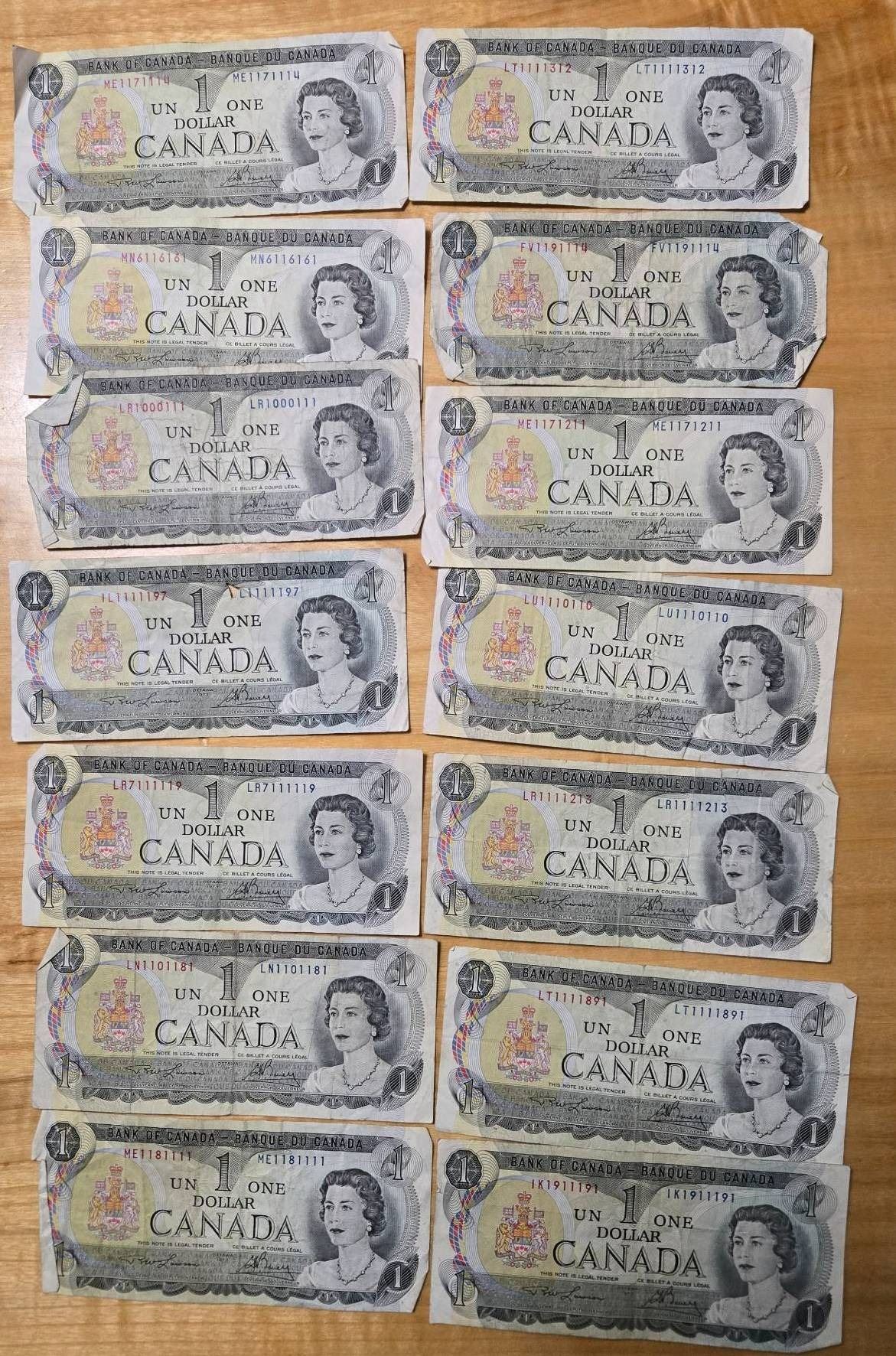 Canadian $1 Notes with Fancy Serial Numbers