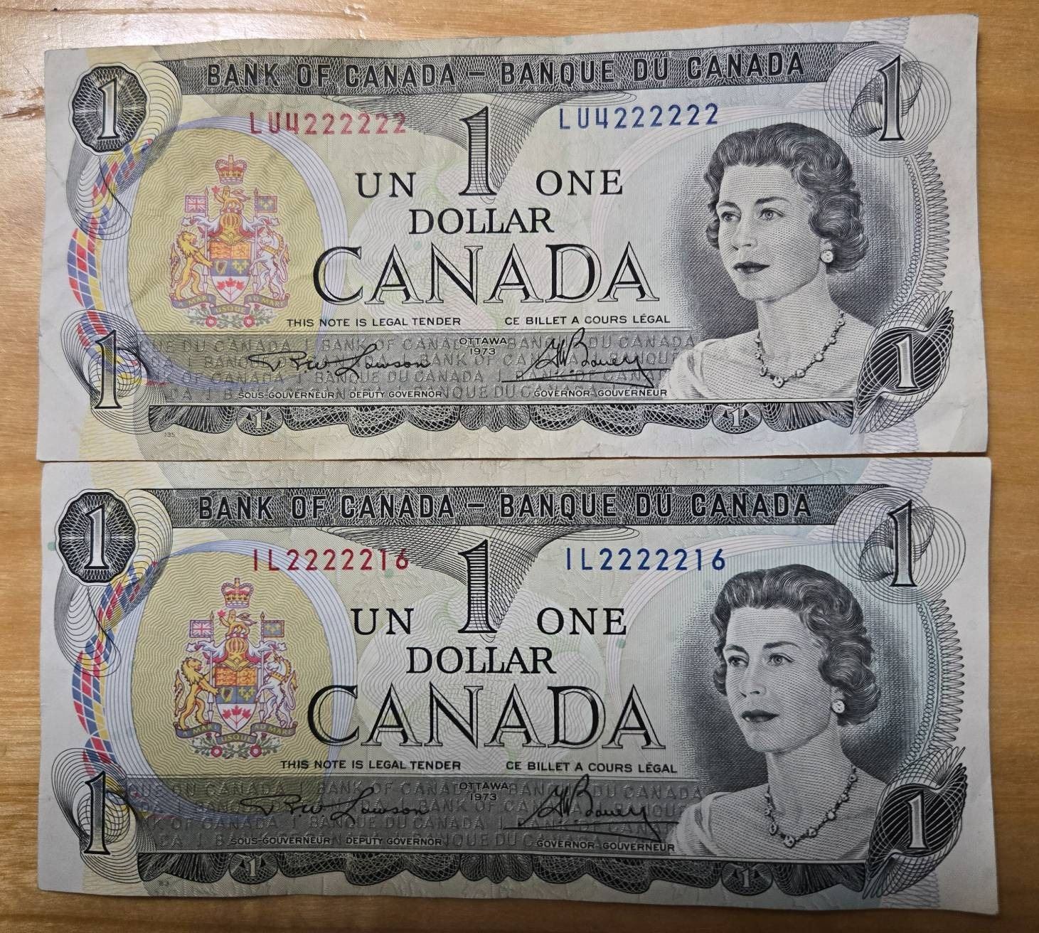 Canadian $1 Bills with Fancy Serial Numbers