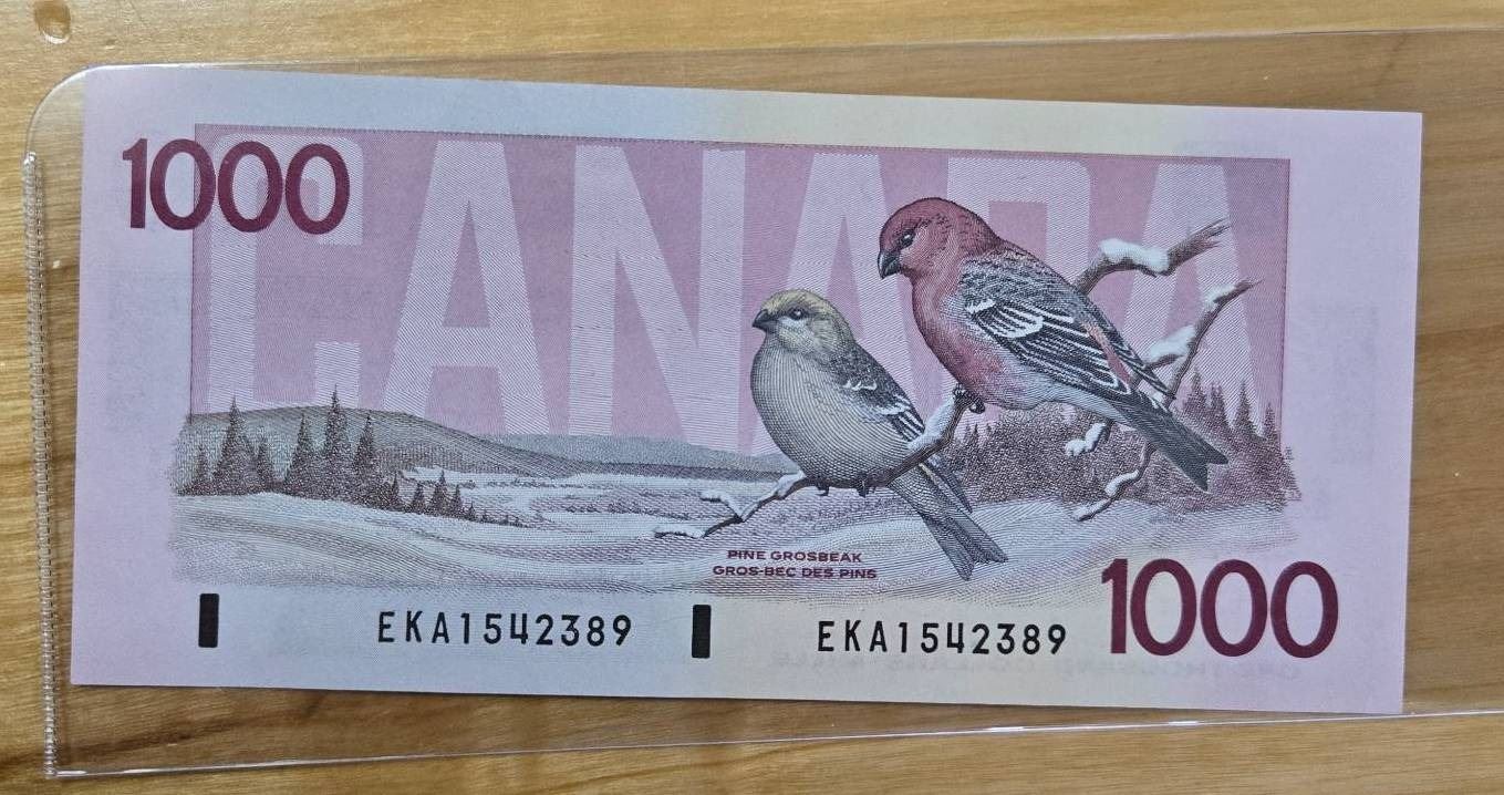 1988 Canadian $1000 Banknote in Protective Sleeve