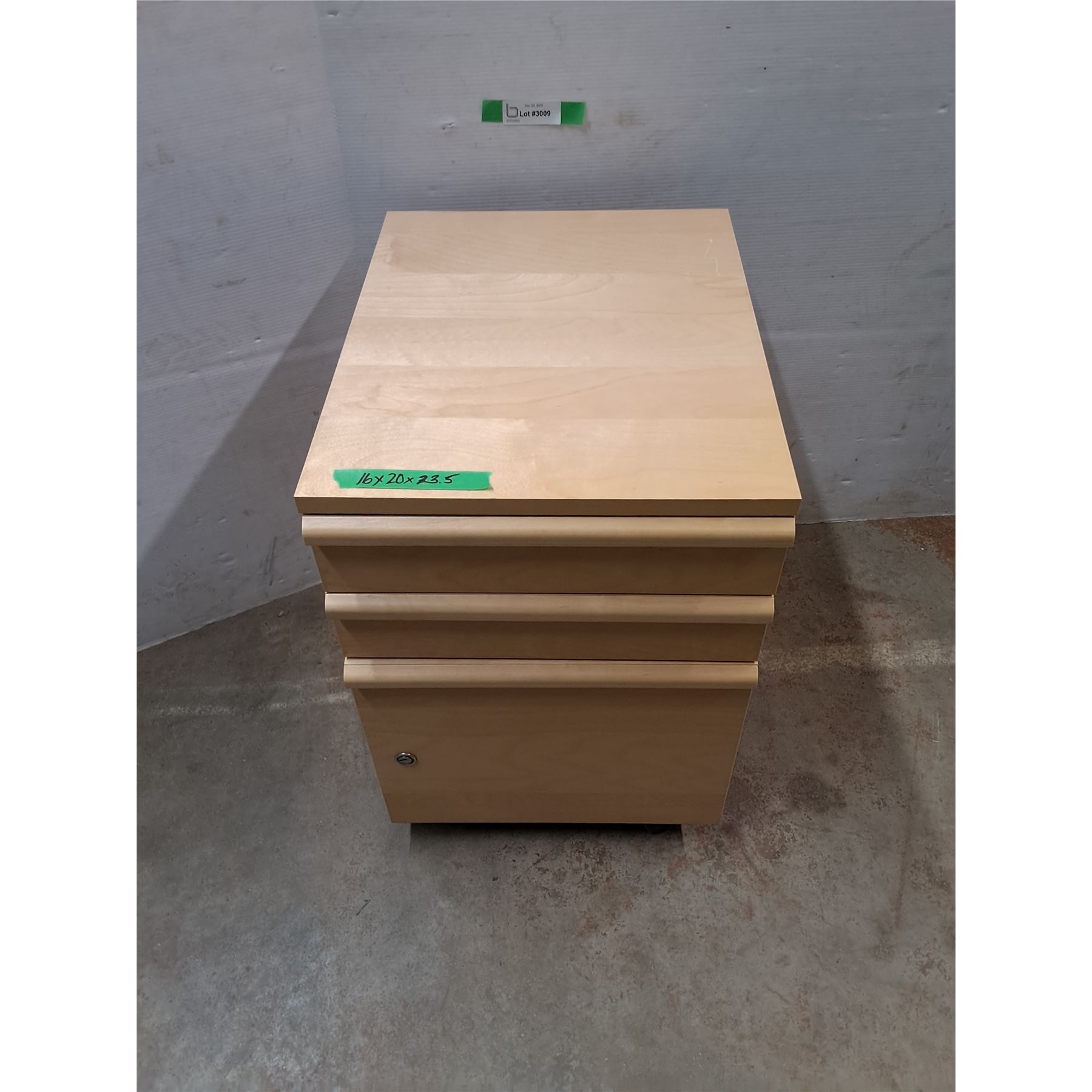 * Wooden Style 3 Drawered Filing Cabinet, Cannot Ship, Measurements are ...