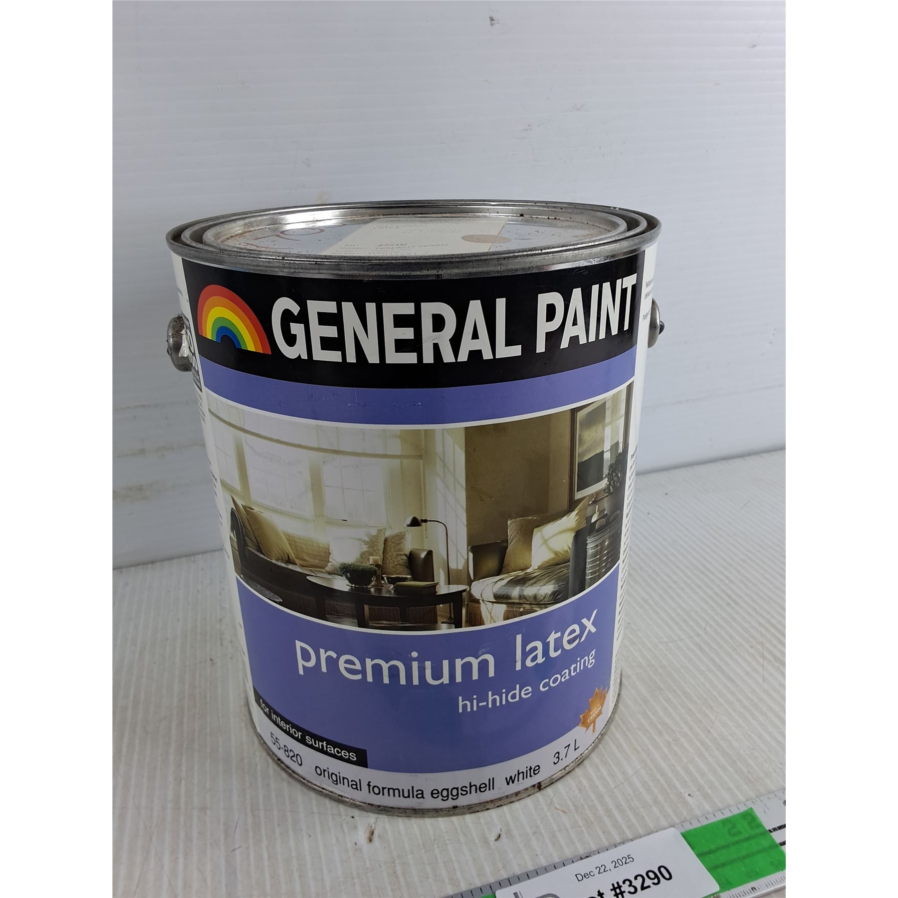 3.7L General Paint Premium Latex Hi Hide Coating - Eggshell - Color is ...