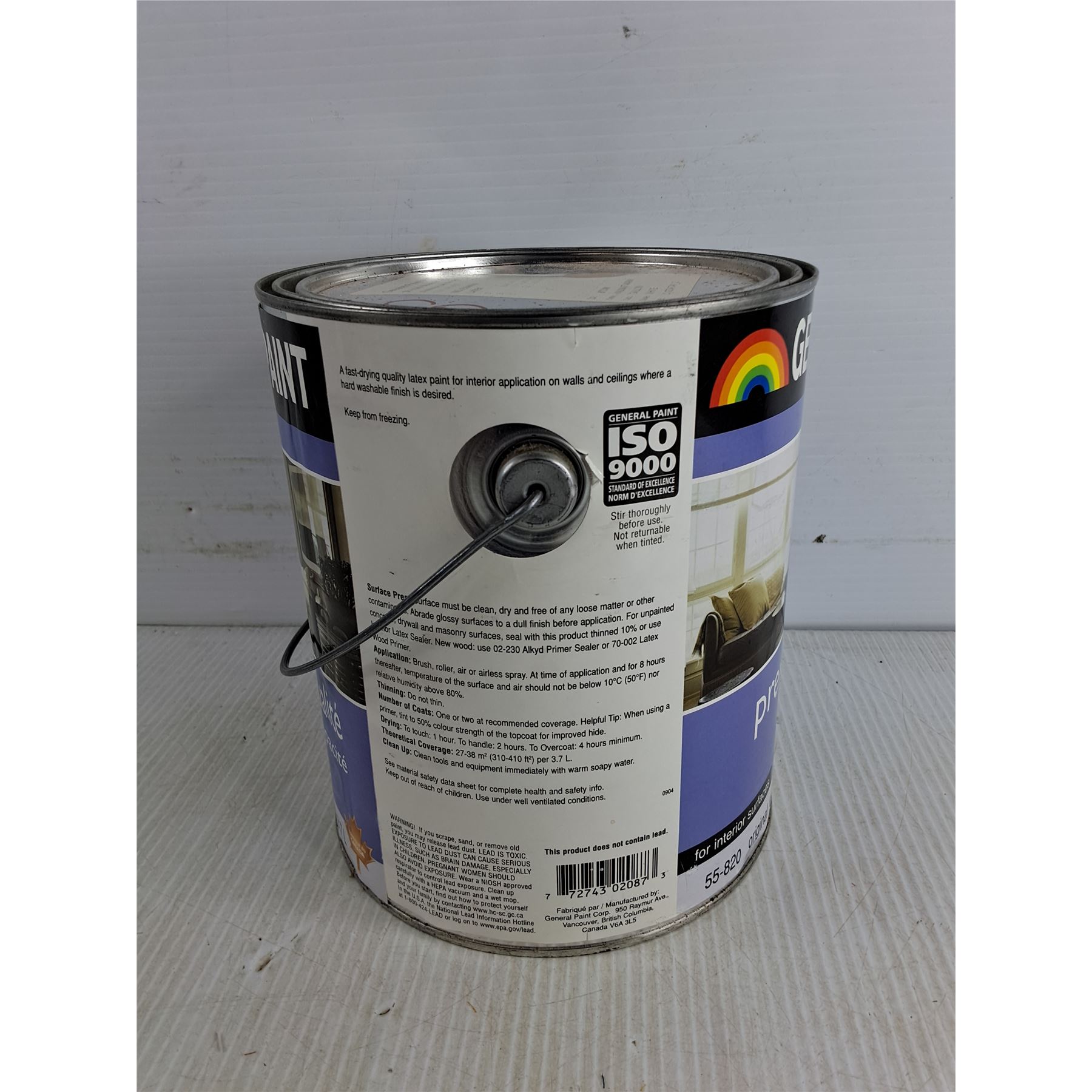 3.7L General Paint Premium Latex Hi Hide Coating - Eggshell - Color is ...