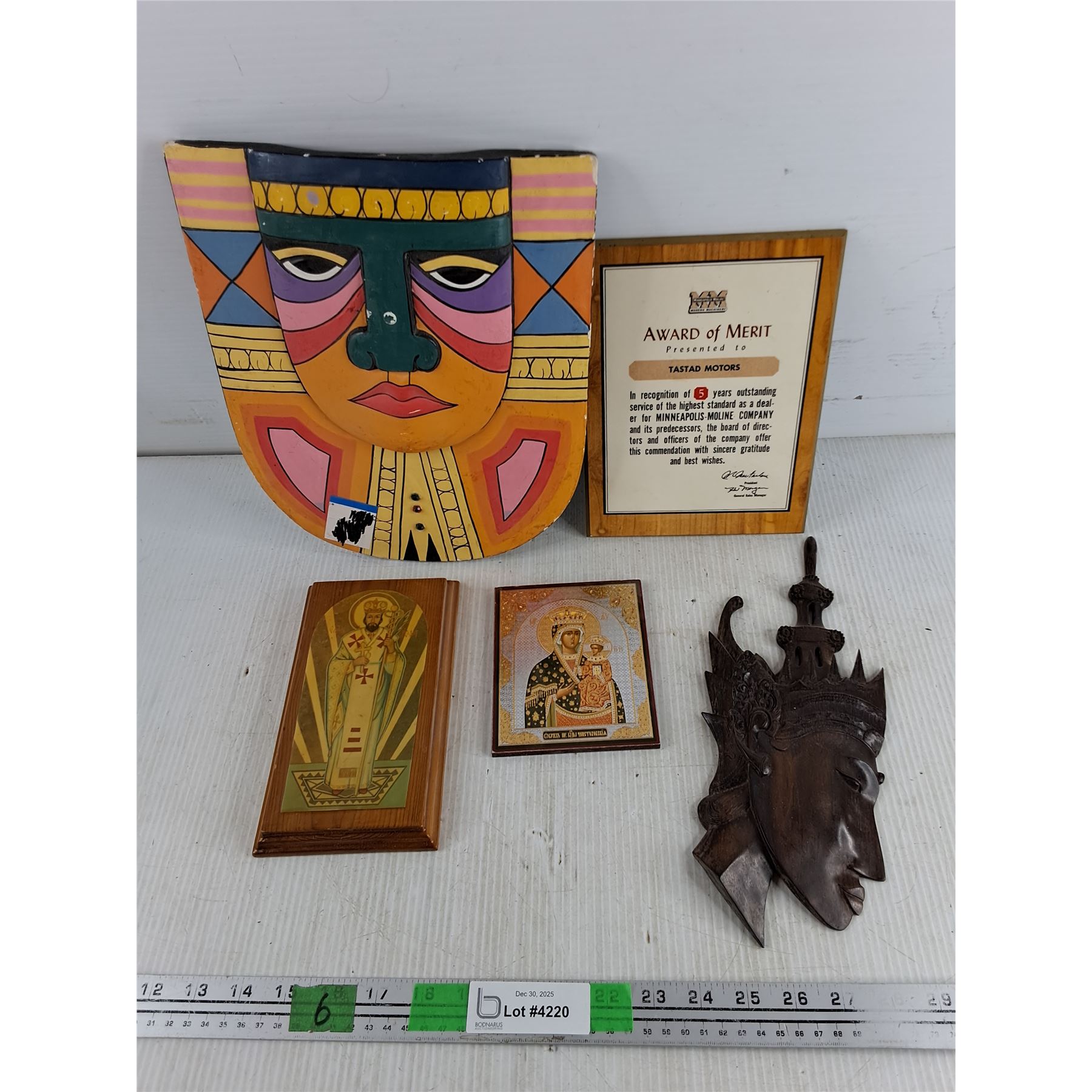 Mixed Wall Art & Plaques - Folk Art Mask, Award Plaque, Religious Icons ...