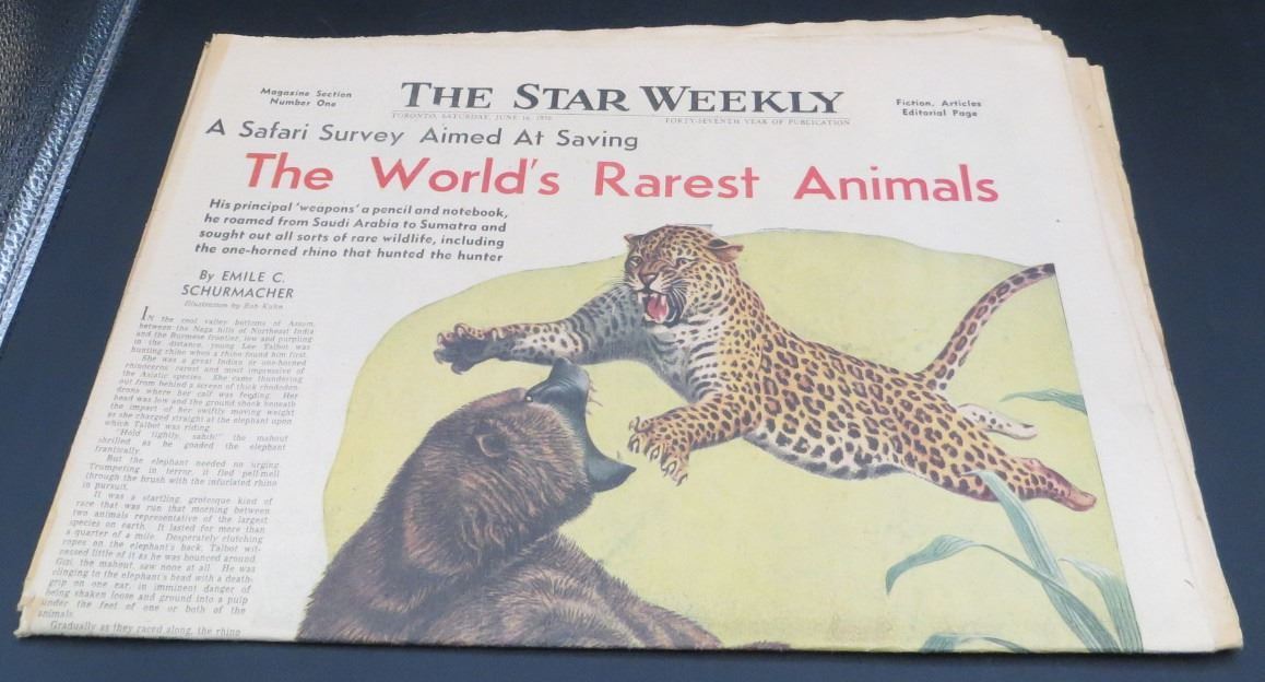 1956 The Star Weekly Newspaper "The Worlds Rarest Animals"