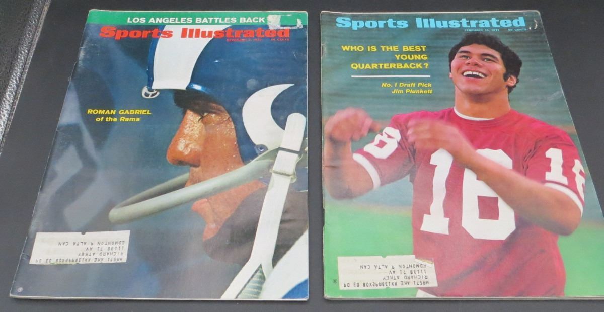 2 Vintage 1970's Sports Illustrated Magazines Jim Plunkett & Roman Gabriel