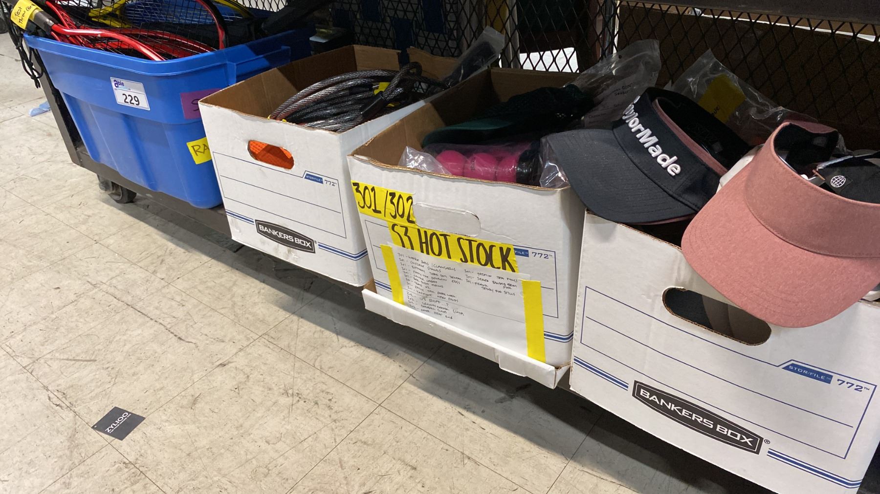 SHELF OF SPORTING GOODS - SQUASH RACKETS, TENNIS RACKETS, ALUMINUM ...