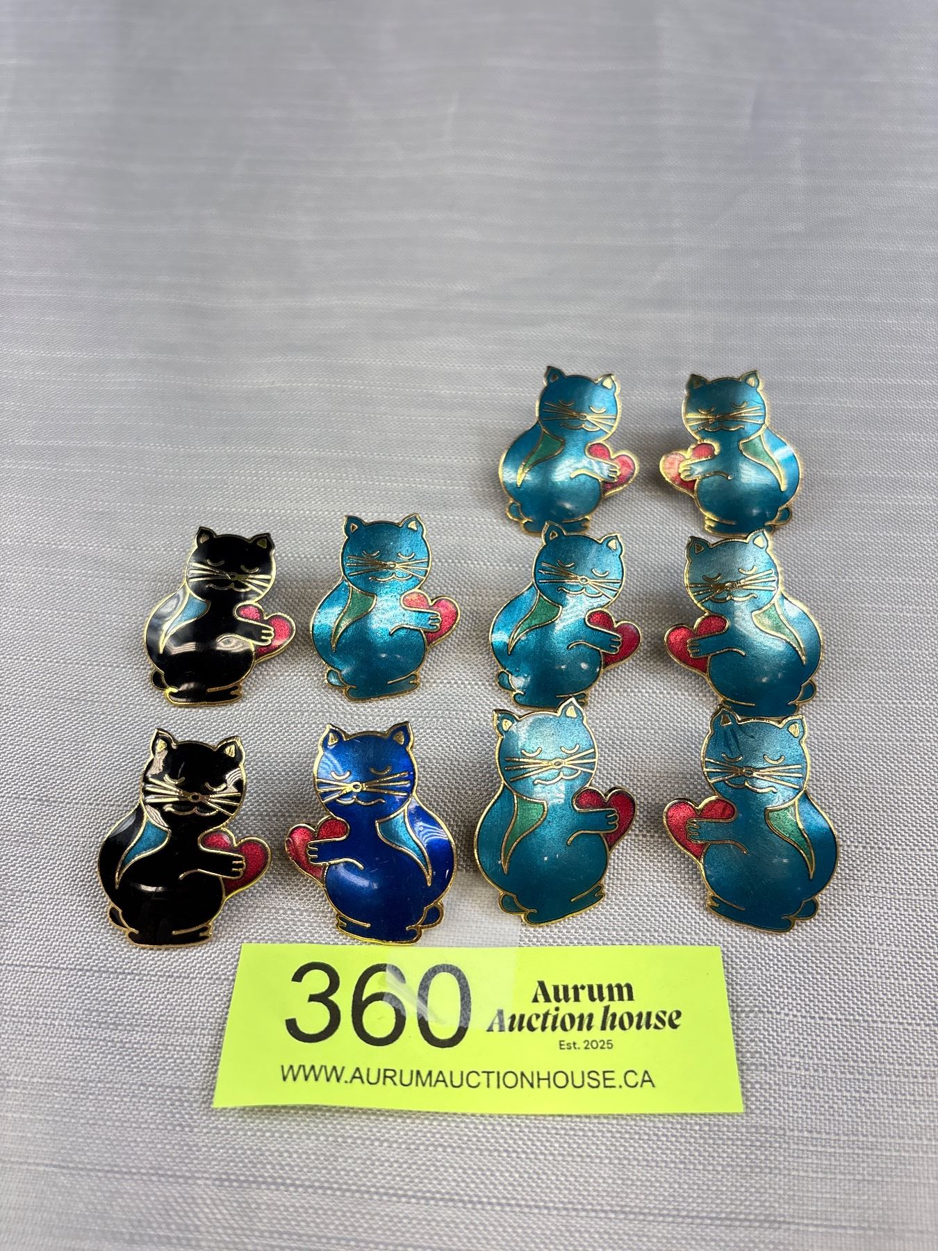 C.1980's Enamel Cat Pin/Brooch Lot Old New Stock