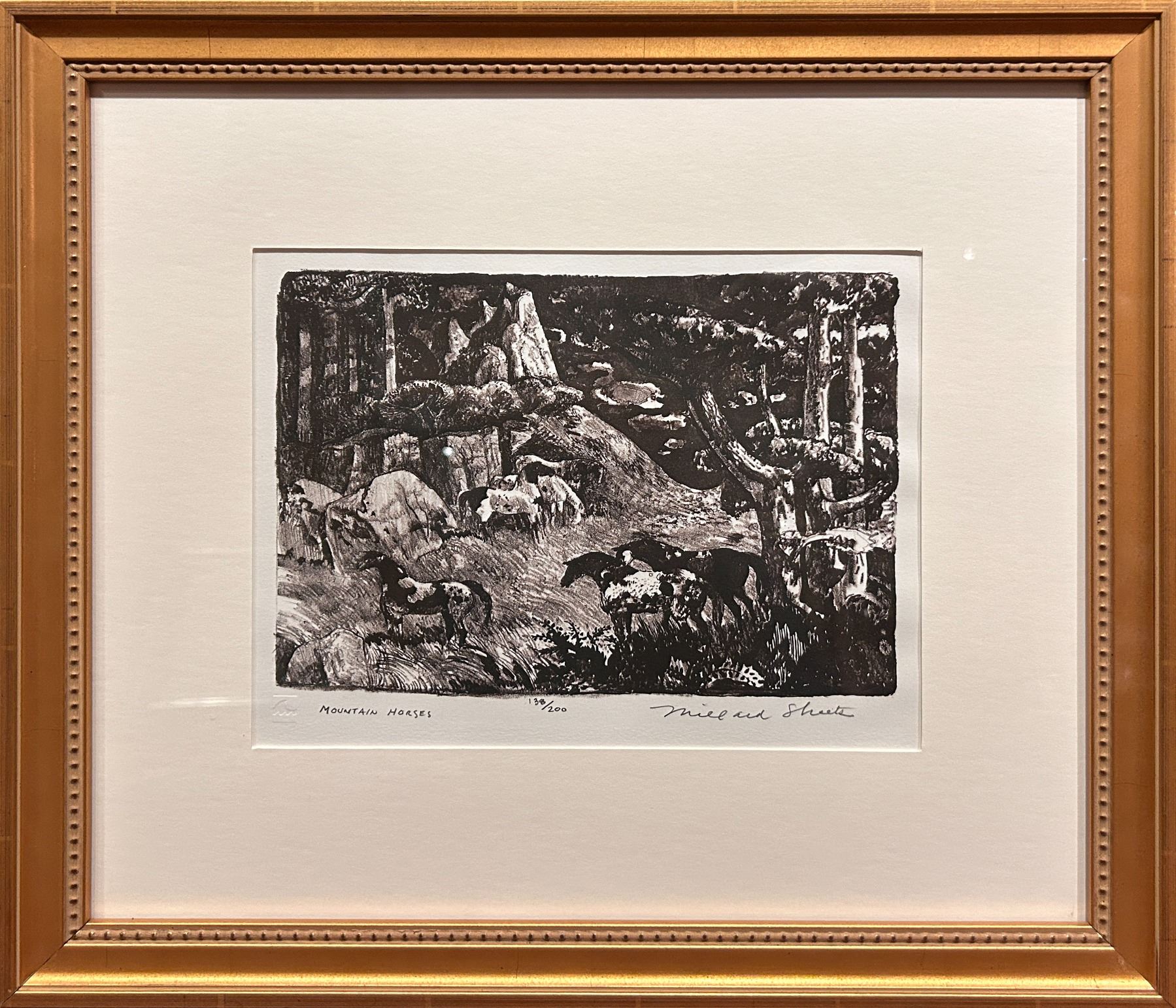 Millard Owen Sheets (1907-1989) "Mountain Horses" 1981 Signed Lithograph