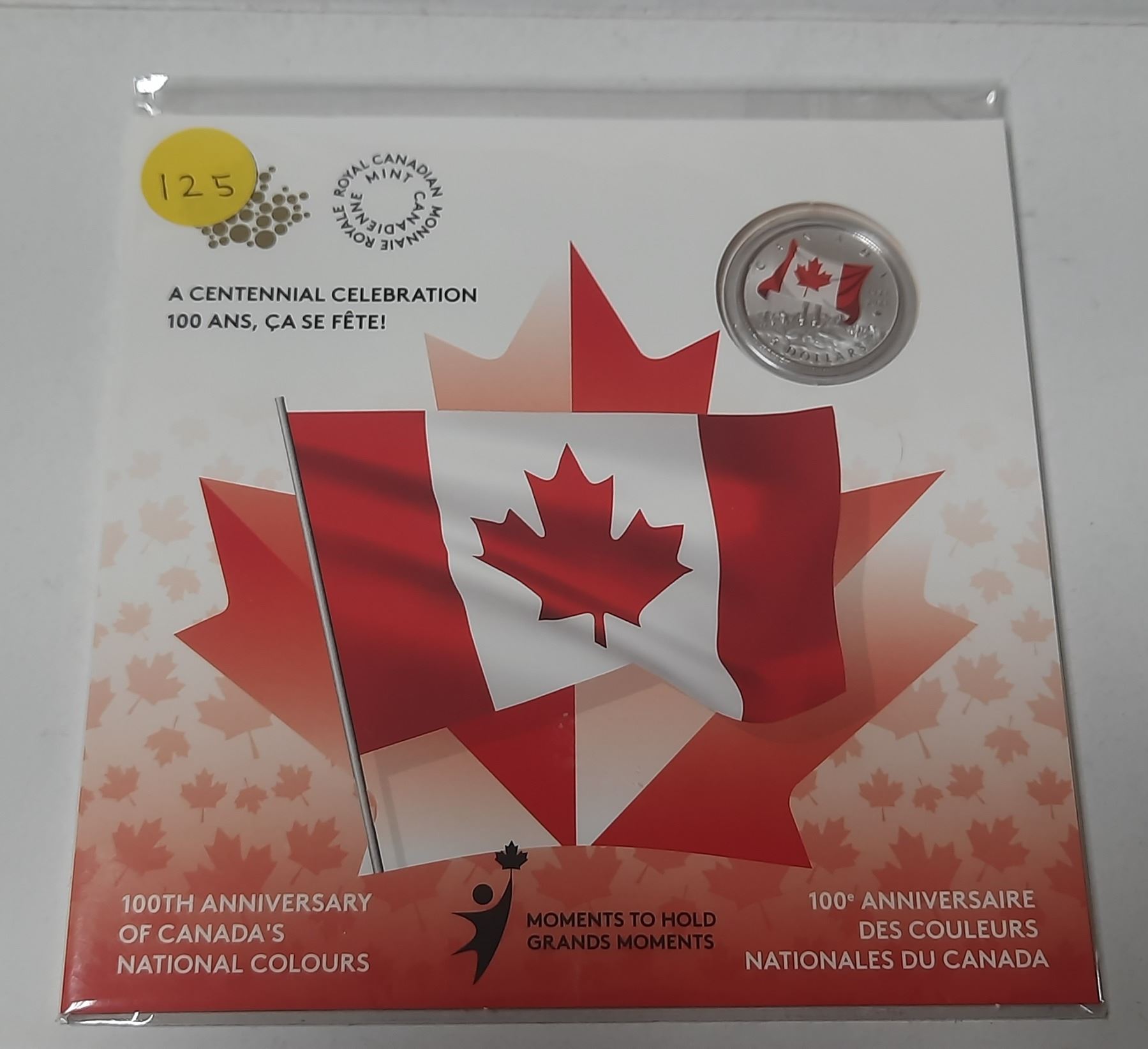 1921 – 2021 Centennial of Canada’s National Colours $5. Colourized Red ...