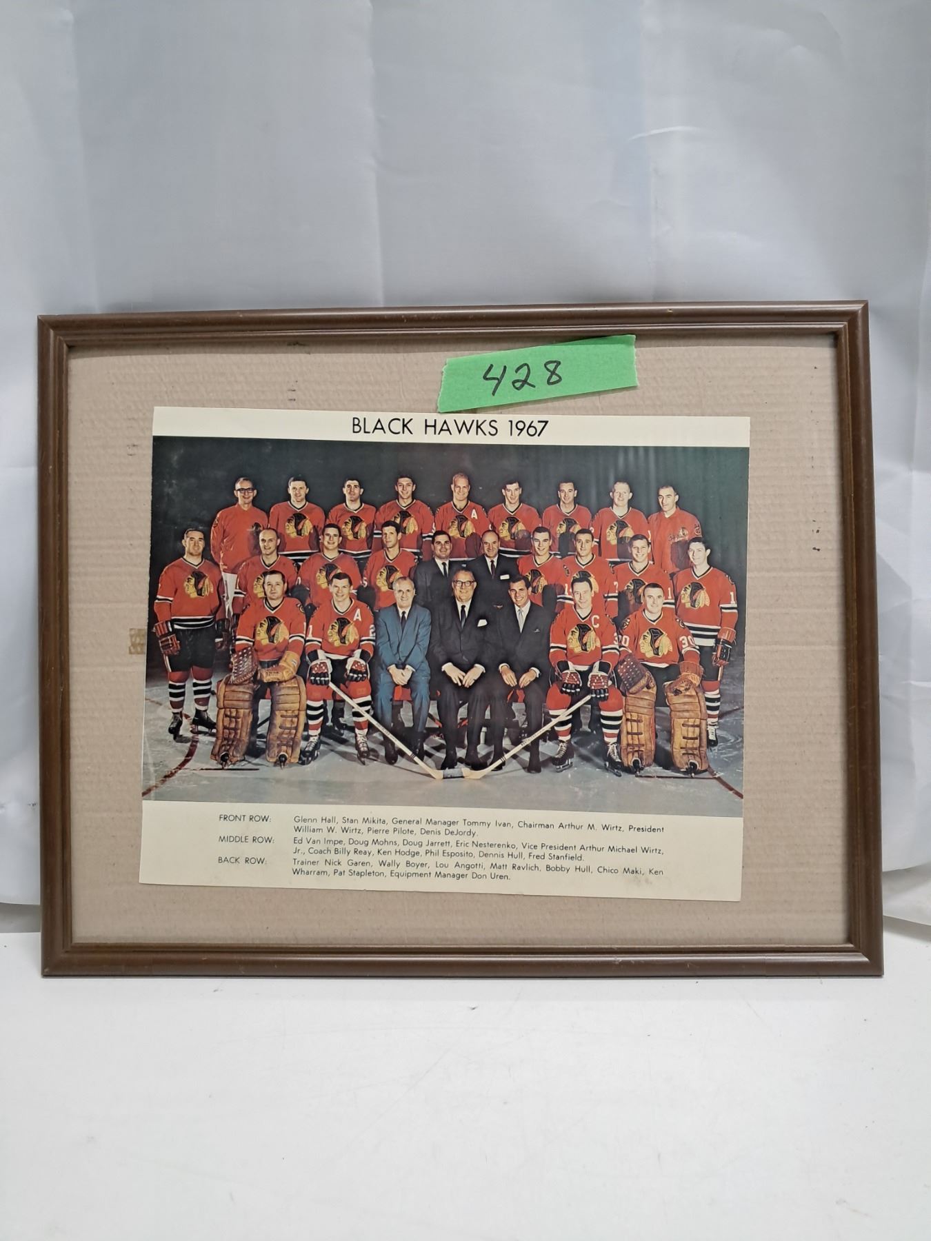 Black hawks 1967 framed team photo original glossy photo 15/12 ...