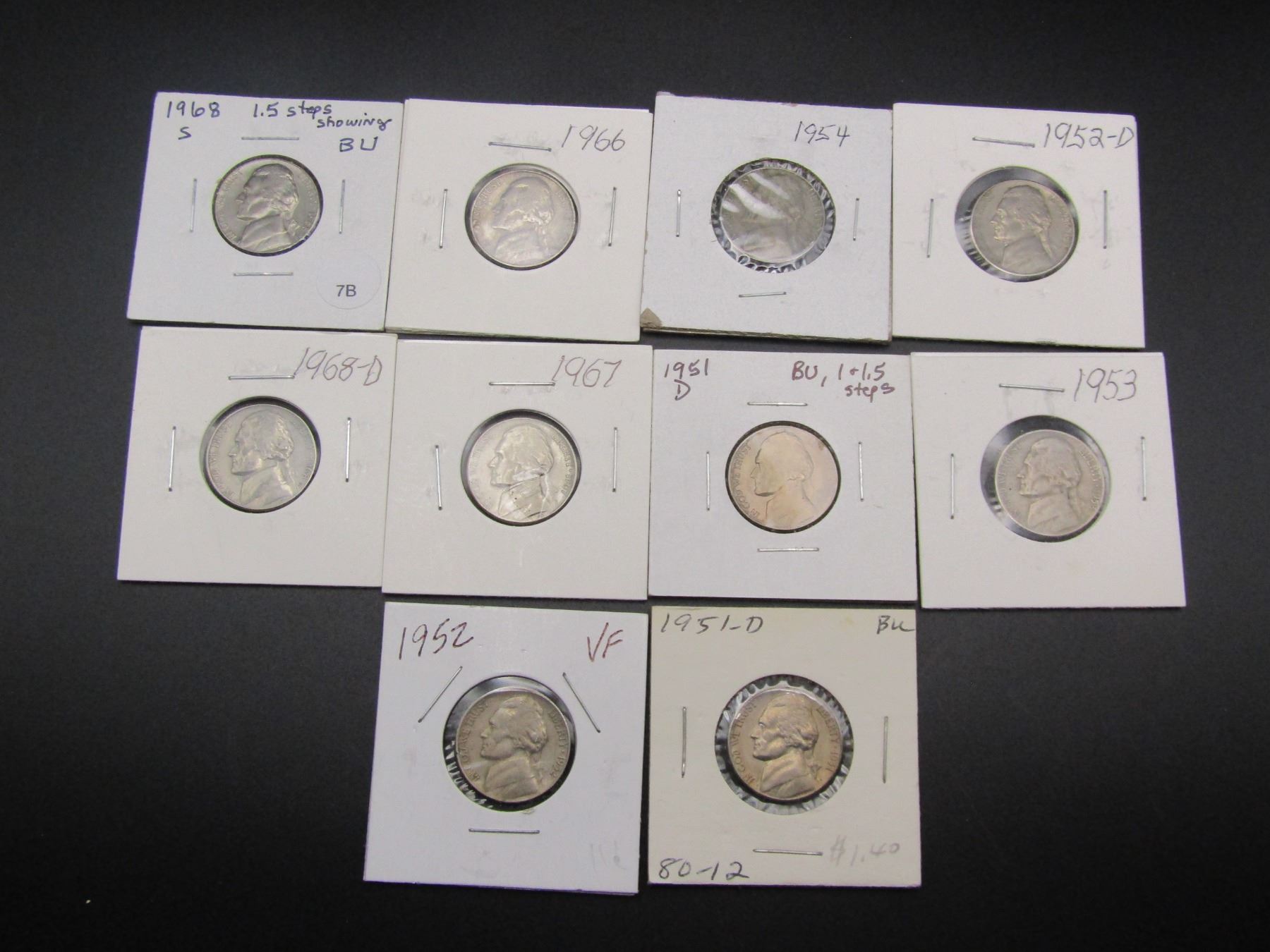 10- 1950's and 1960's Jefferson Nickels, Several BU Full Steps