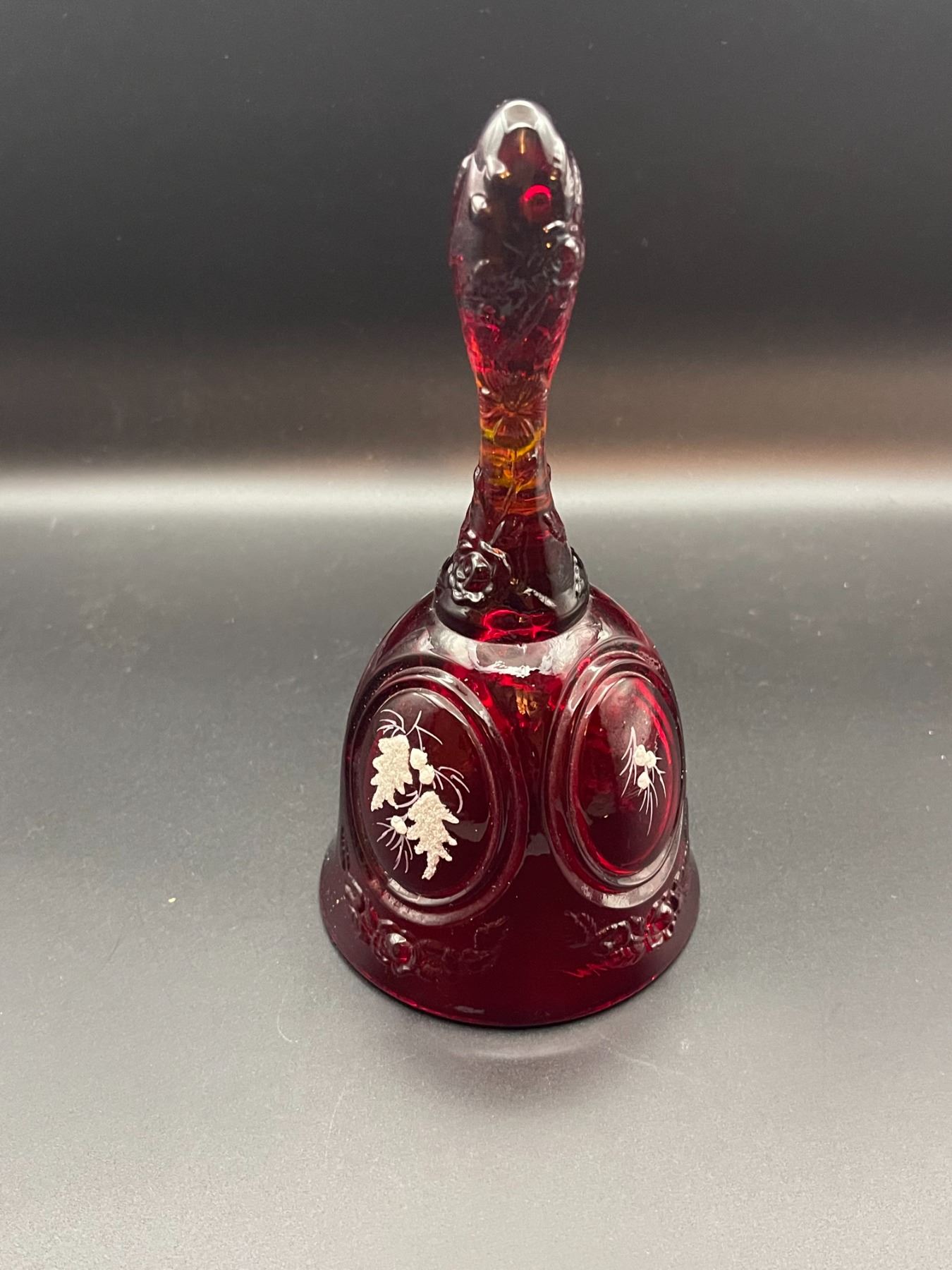 Vintage Fenton Ruby, Amberina Glass Christmas Bell Sparkle Paint ...