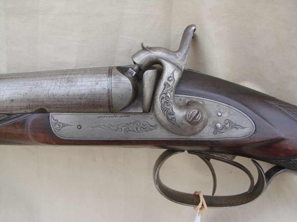 JOSEPH MANTON MUZZLE LOADING SXS, DAMASCUS BARRELS, ENGRAVED HAMMERS ...