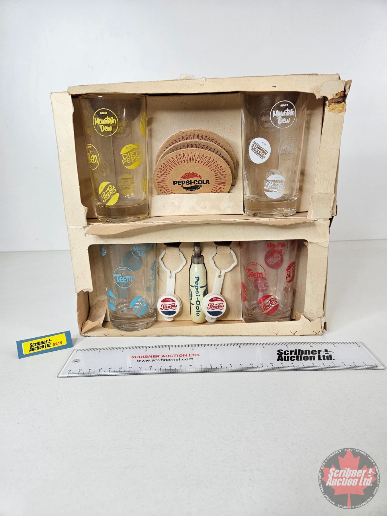 Pepsi-Cola Hospitality Set : Incl. - (4) Glasses - Coasters - Bottle ...