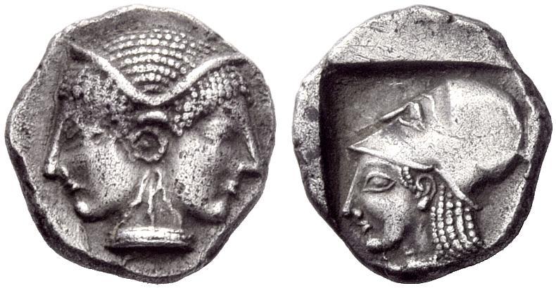 Greek coins. Lampsacus. Obol ca 500-490, AR 1.23g.