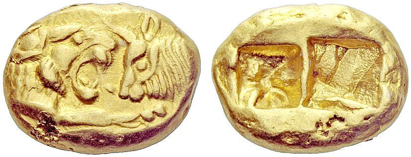 Greek coins. Time of Croesus. Stater ca 561-546, AV 8.10g.