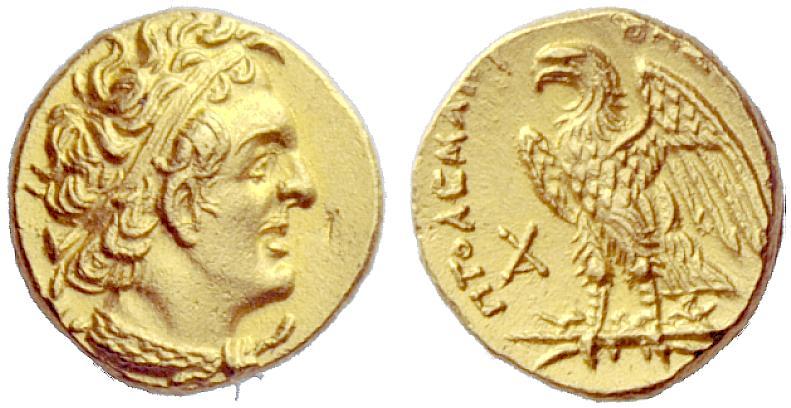 Greek coins. Ptolemy Egypt, Ptolemy I. Triobol 305-282, AV 1.77g.