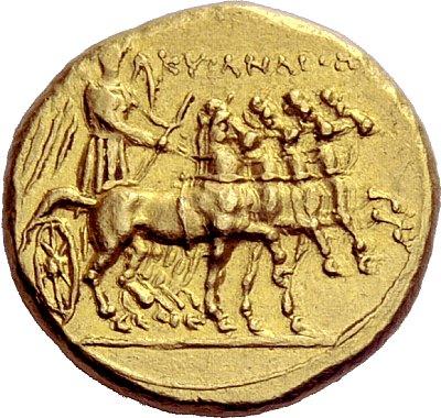 Greek coins. Cyrenaica, Cyrene. Stater ca 322-314, AV 8.62g.