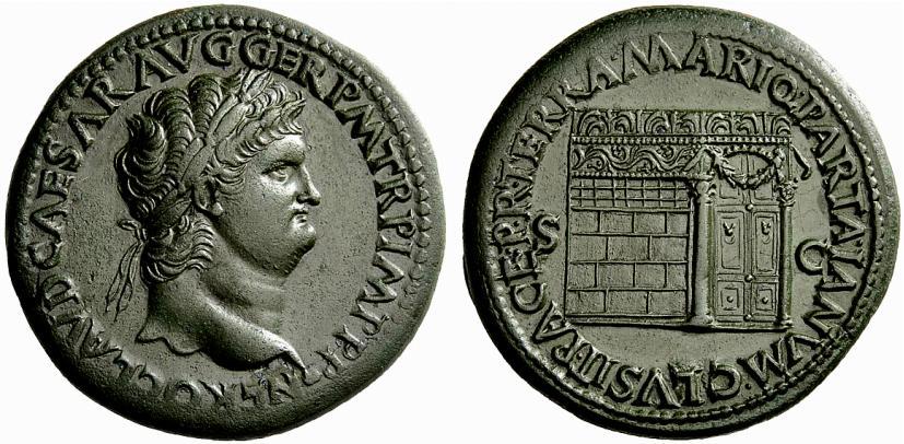 Roman Empire. Nero Augustus. Sestertius ca 65, Æ 25.41g.