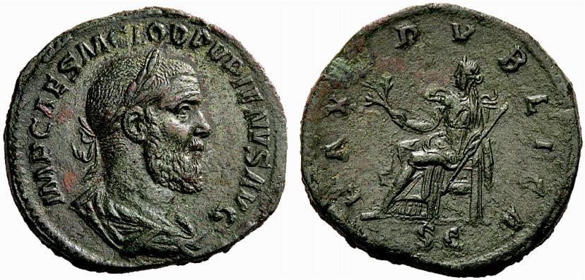 Roman Empire. Pupienus. Sestertius Apr-Jul 239, Æ 21.29g.