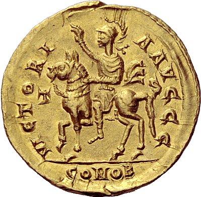 Roman Empire. Valentinian III. Solidus ca 437, AV 4.46g.