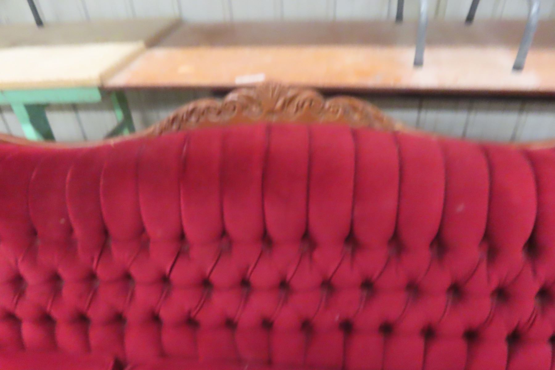 Vintage Victorian-Style Red Tufted Sofa and Armchair Set, 86" Long ...