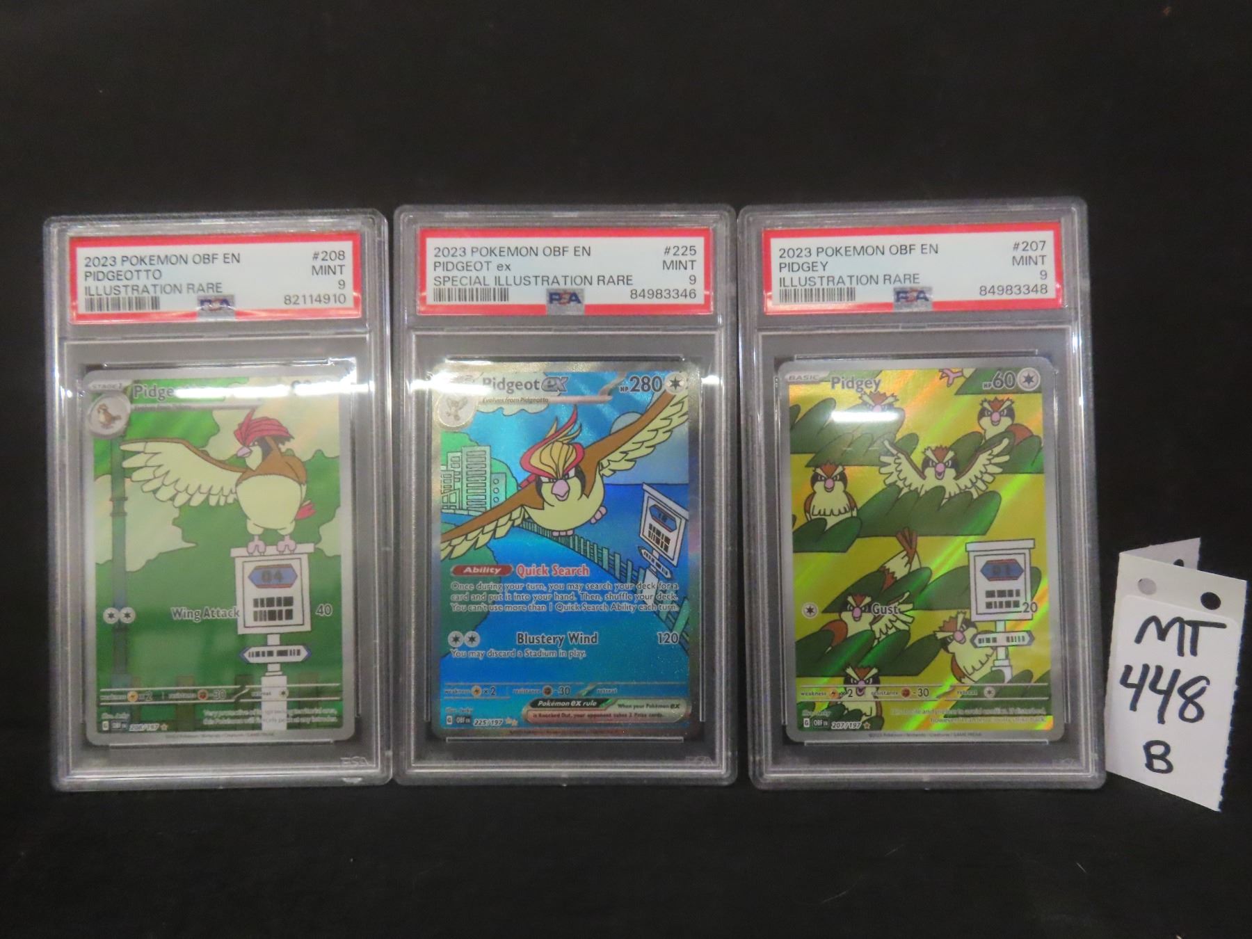 Three Graded Pokémon Cards Including Pidgey, Pidgeotto, and Pidgeot EX