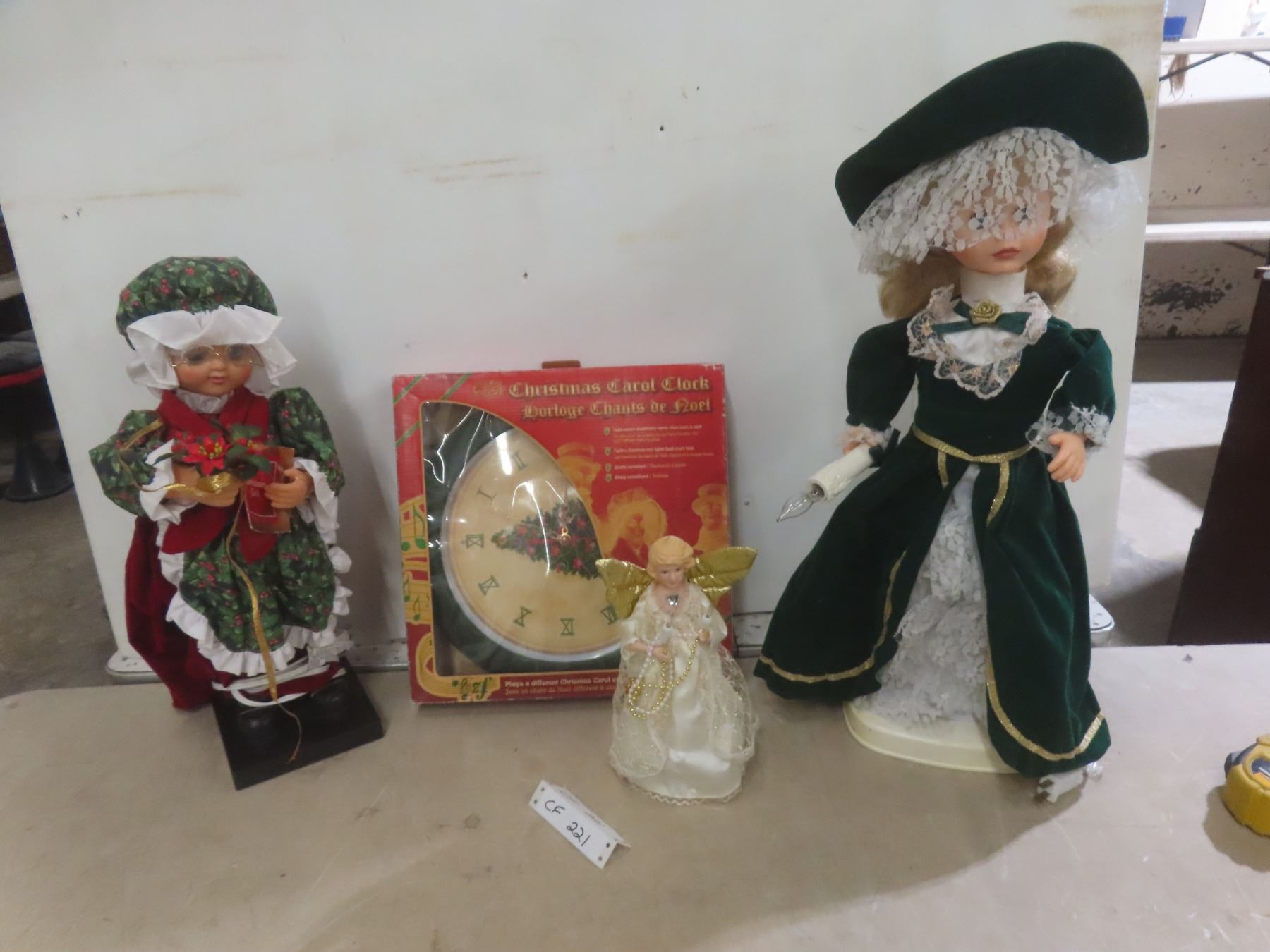 Christmas Decor: Carol Clock, Tree Top Angel, and Two Animated Dolls ...