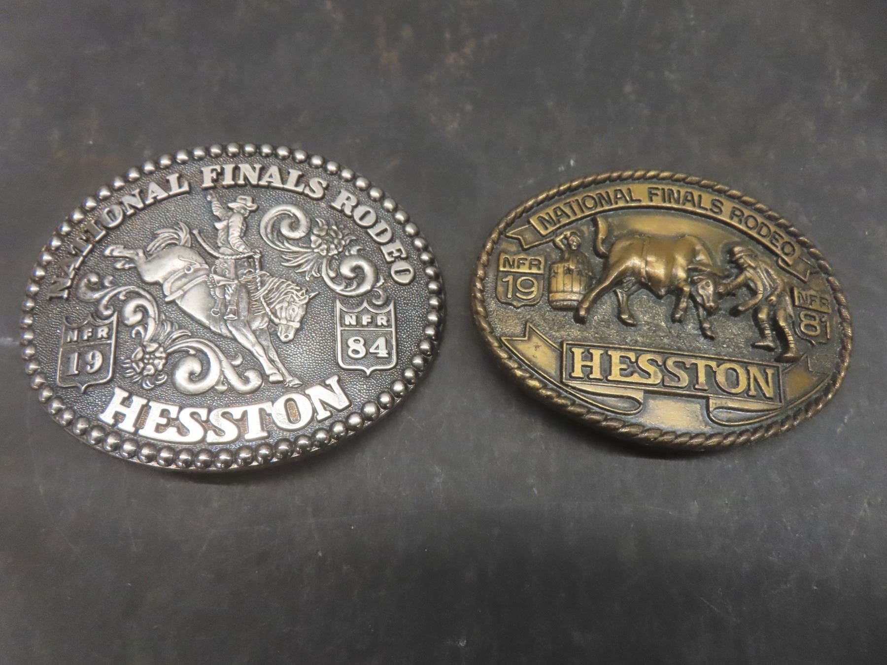 Five Belt Buckles Including Hesston National Finals Rodeo 1981 and 1984 ...