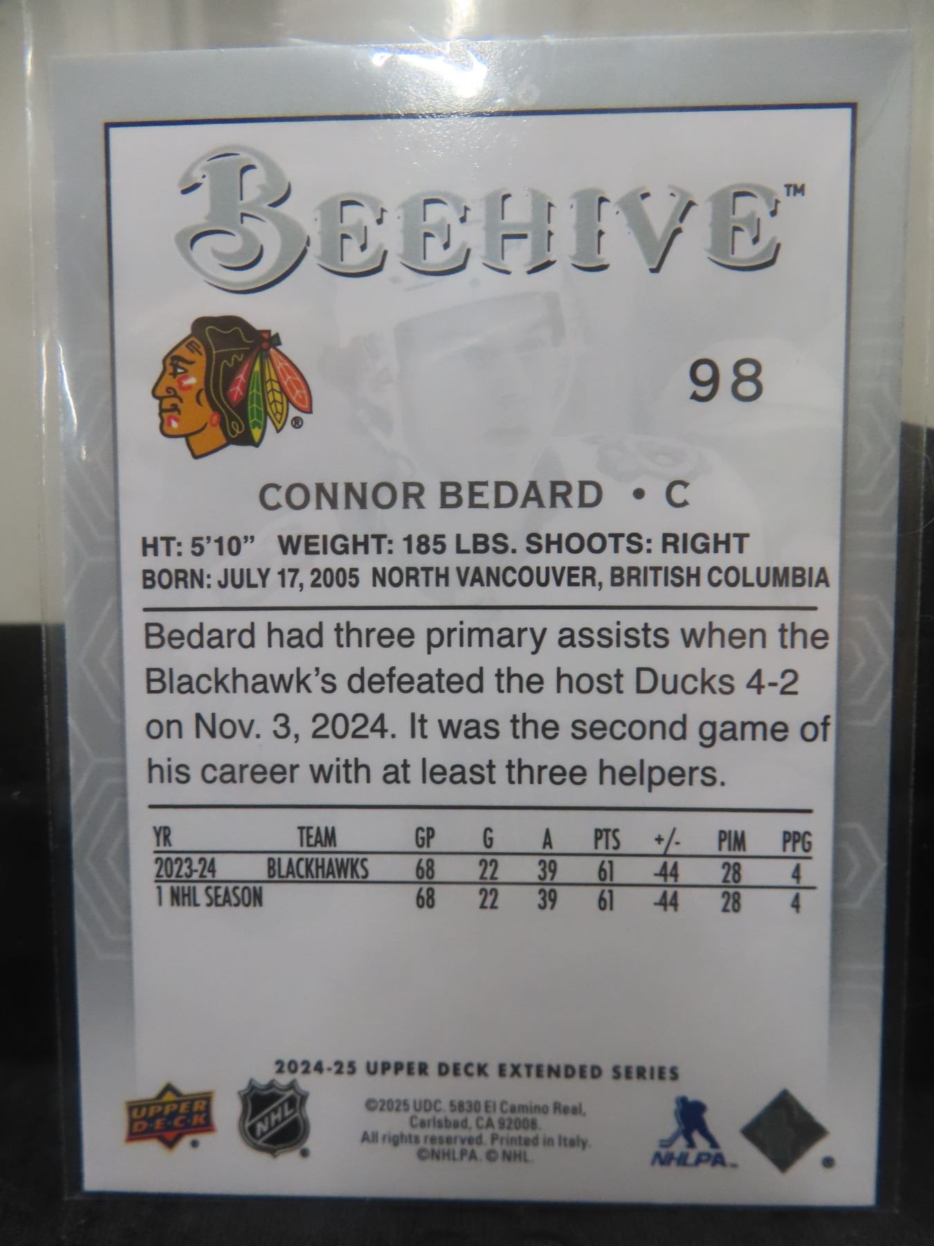 Connor Bedard Chicago Blackhawks Card