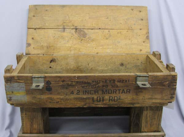Vintage Wood Mortar Box Table MUST BE PICKED UP