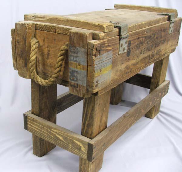 Vintage Wood Mortar Box Table MUST BE PICKED UP