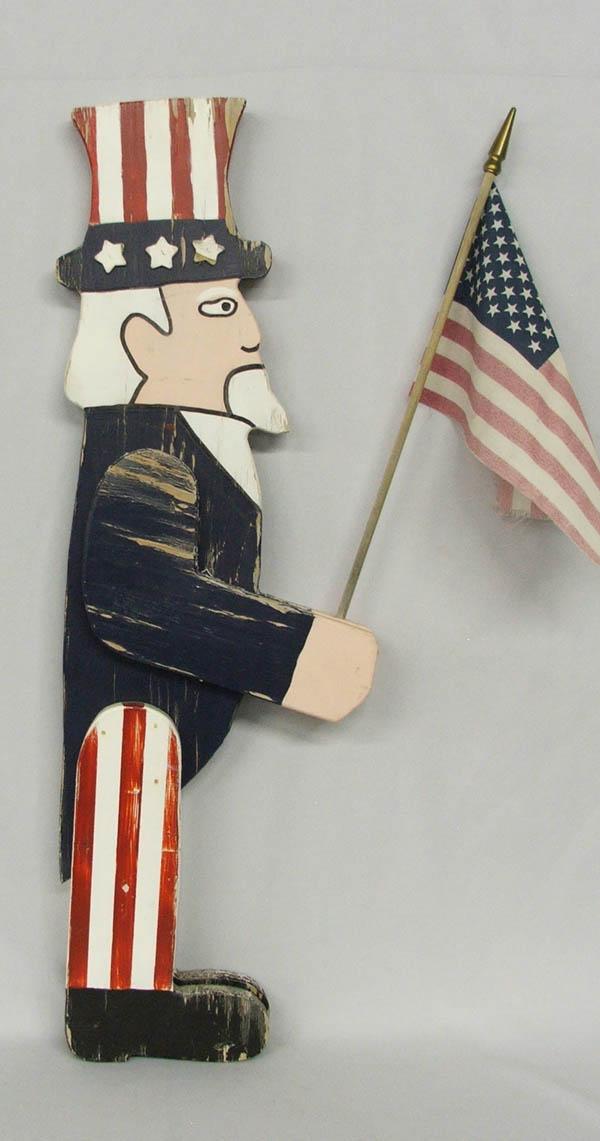 USA Patriotic Wooden Uncle Sam Folk Art