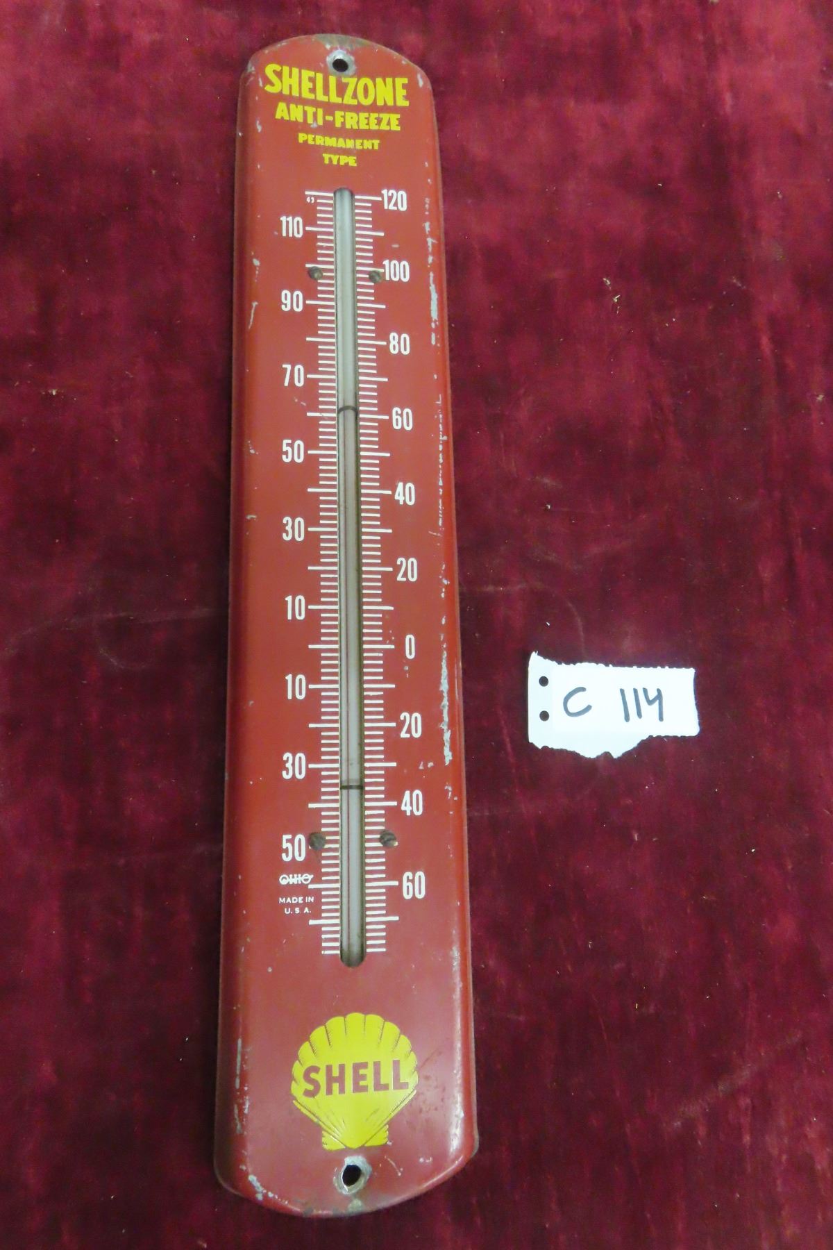 Shell Antifreeze Metal Thermometer W/ Bulb, Vintage Example, 3 1/4" x ...