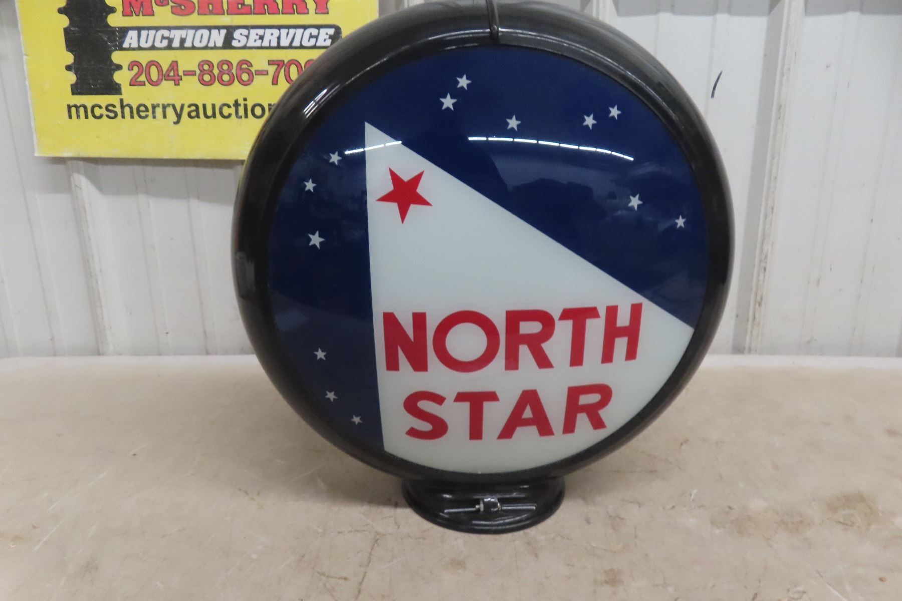 North Star Reproduction Gas Pump Globe with Advertising on