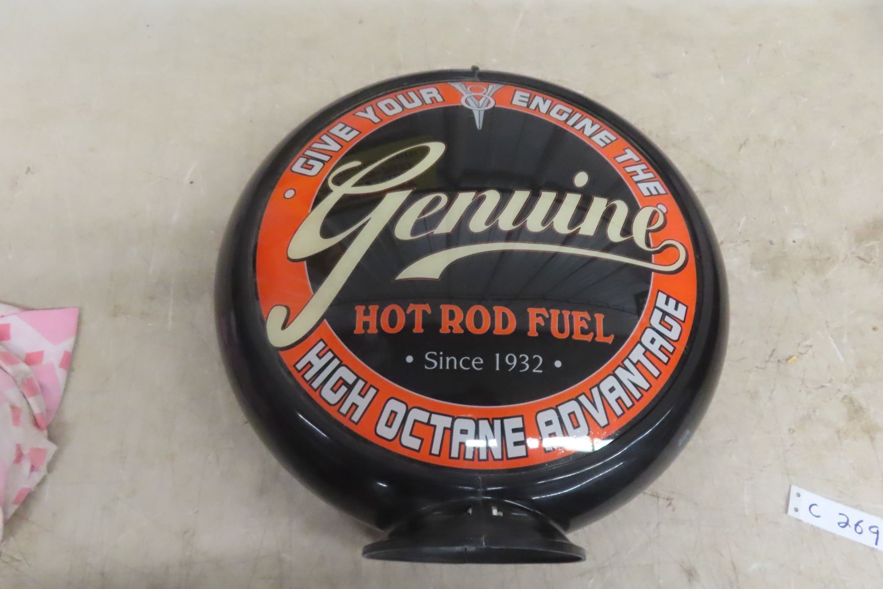 Genuine Hot Rod Fuel Reproduction Gas Pump Globe, Advertising