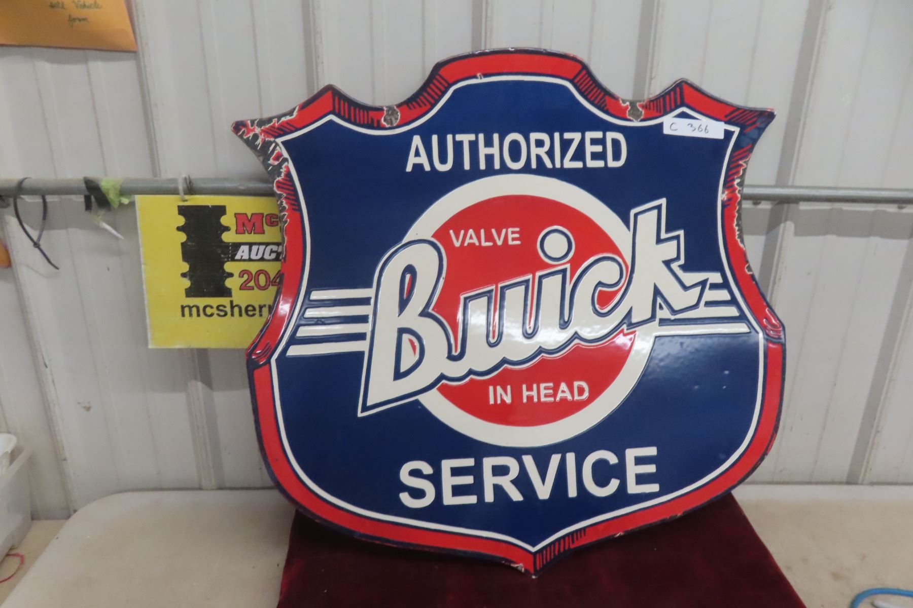 Buick Shield Shaped Porcelain 2 Sided Sign 28'' x 29'' Modern