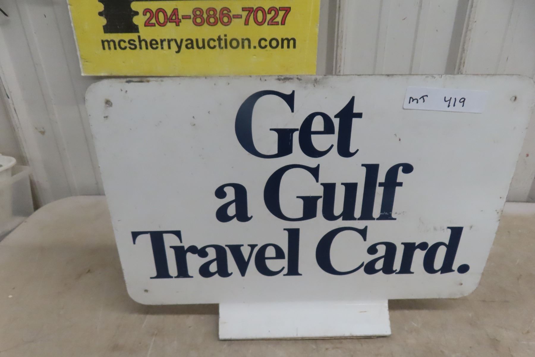 Gulf Gas Pump Topper, Metal Double-Sided Sign, Measuring 14" x 19"