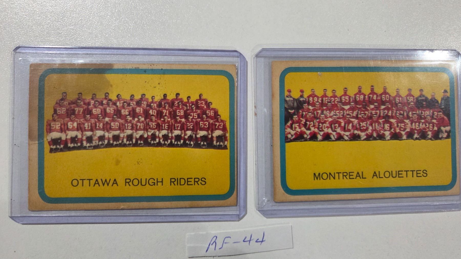1963 Topps CFL Cards, #49 Montreal Team Picture, #58 Ottawa Team Picture
