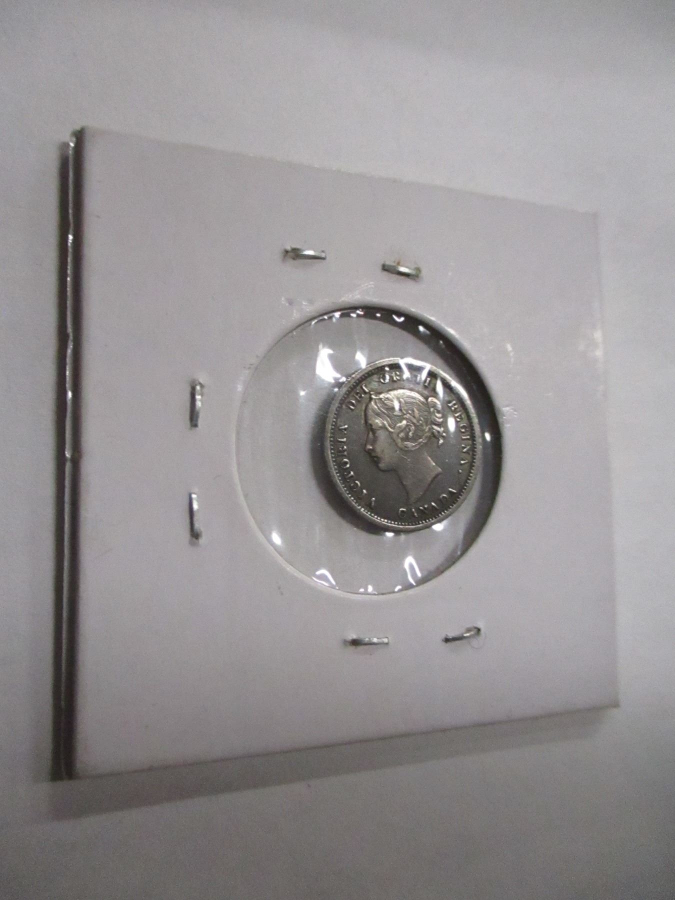1870 (FLAT BORDER) CANADA SILVER FIVE CENT