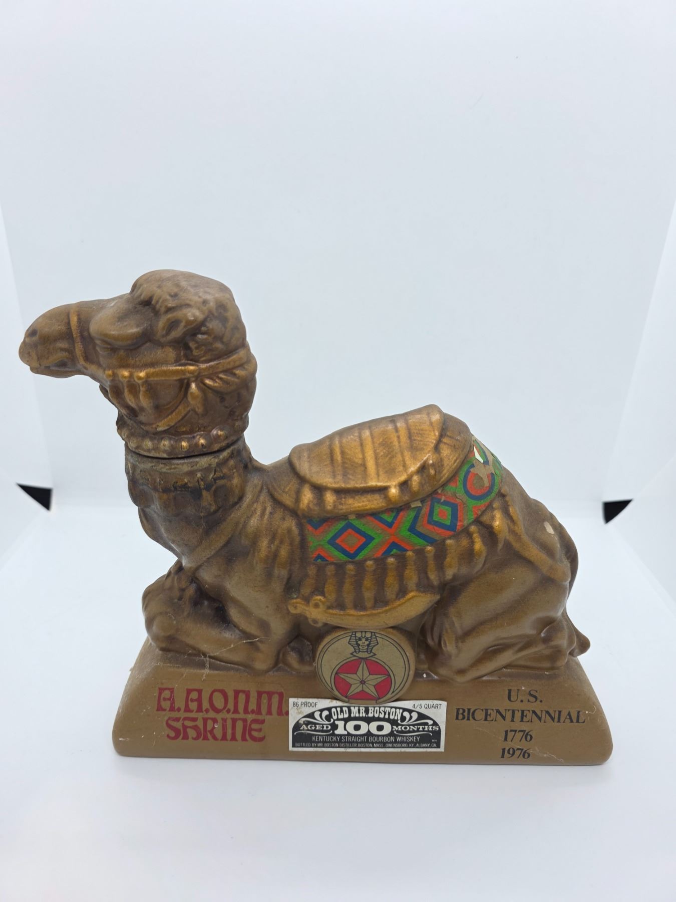 1976 Old Mr. Boston Shriners Camel 4/5 Quart Bourbon Decanter - Almost ...