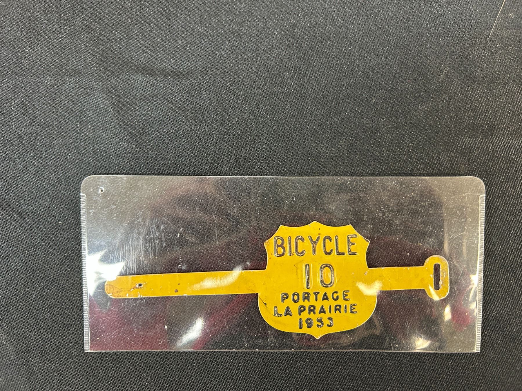 Vintage Bicycle License Plate Portage la Prairie 1953