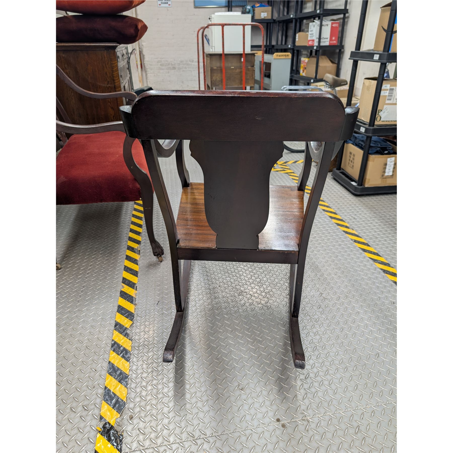 Antique Victorian Mahogany Settee and Rocking Chair Front Claw Foot