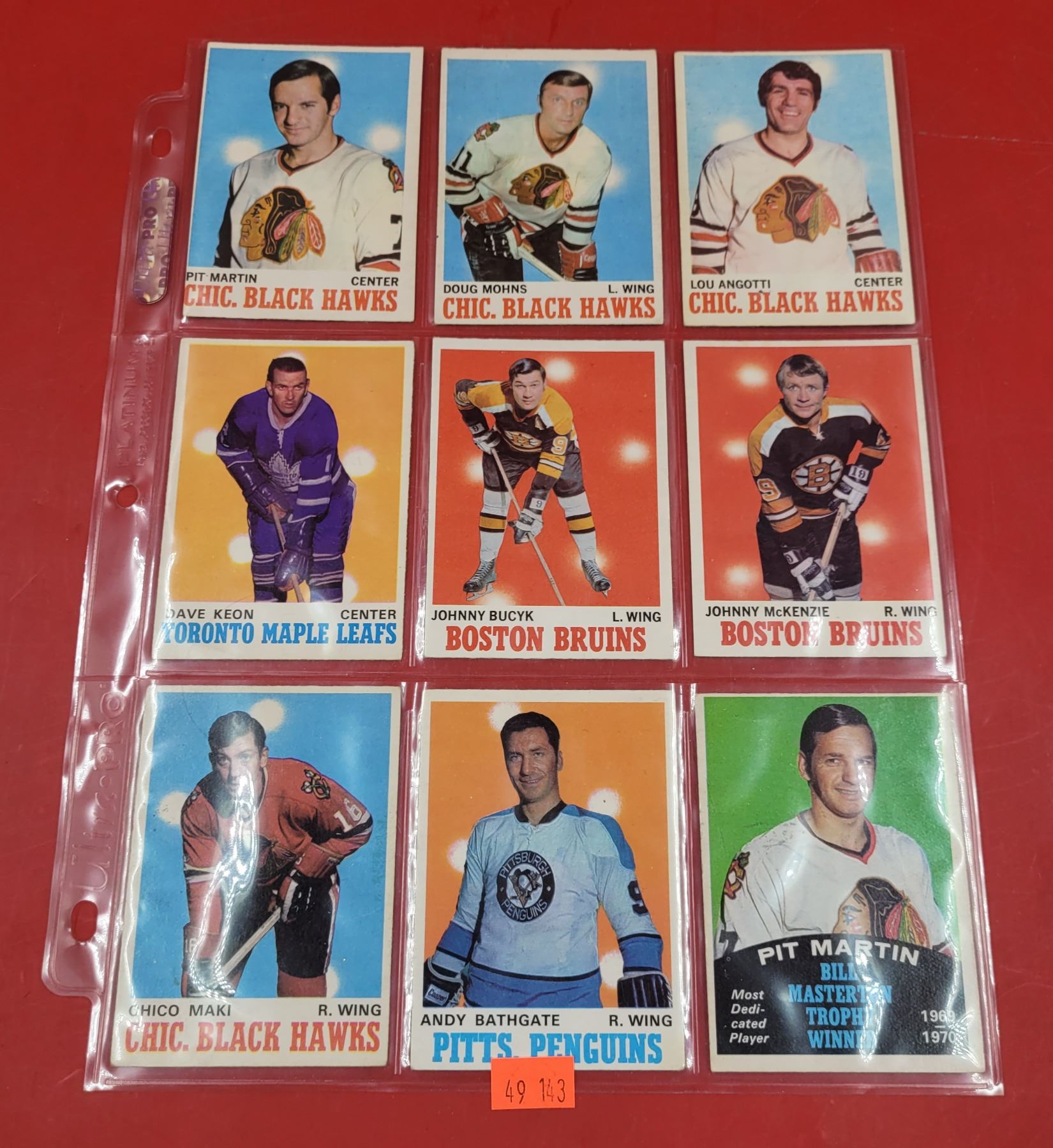 Sheet of VTG Hockey Cards (Keon, Maki, Martin, etc.)