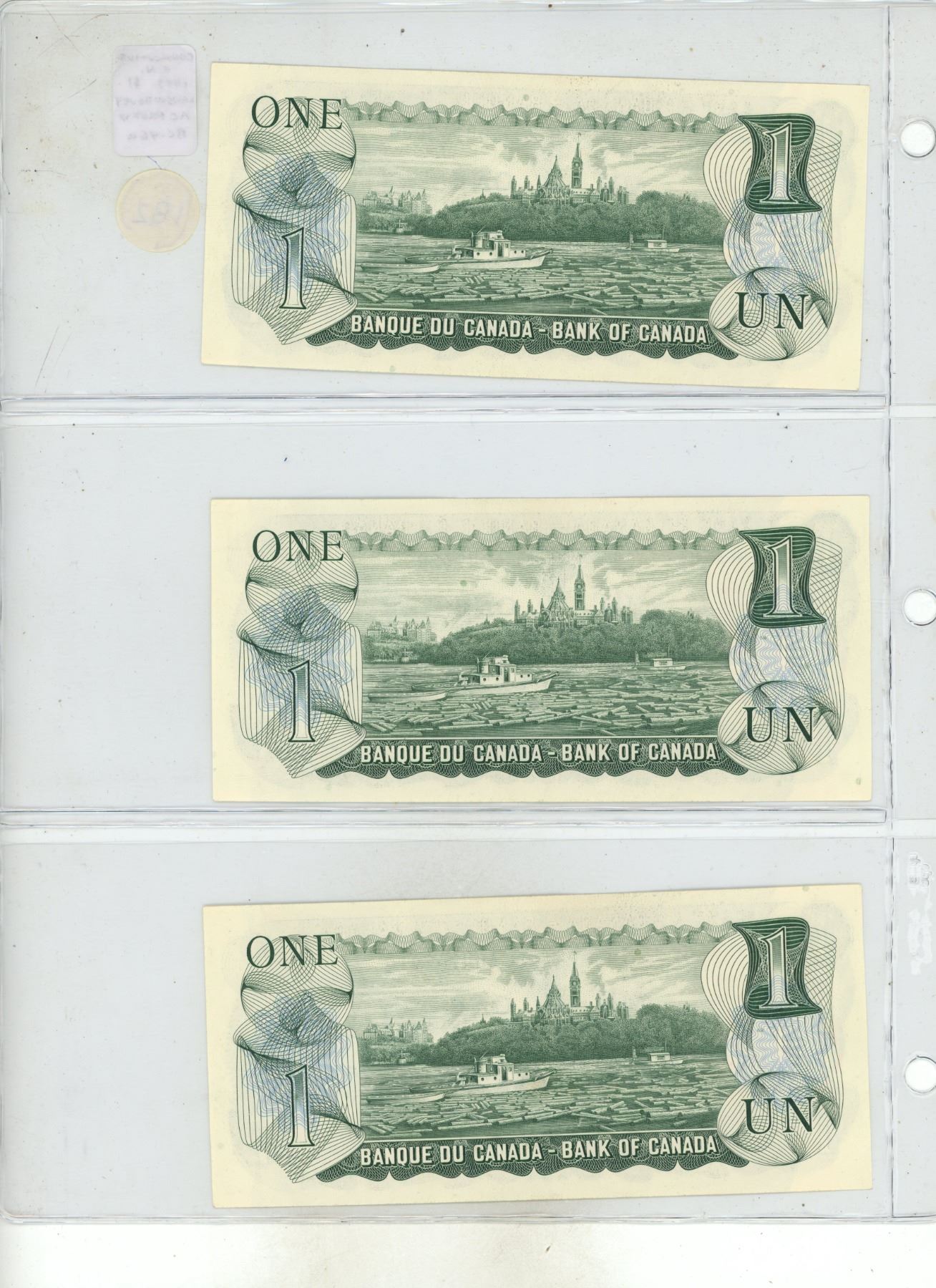Set of 3 Consecutive Serial Number 1973 $1 notes. Lawson-Bouey ...