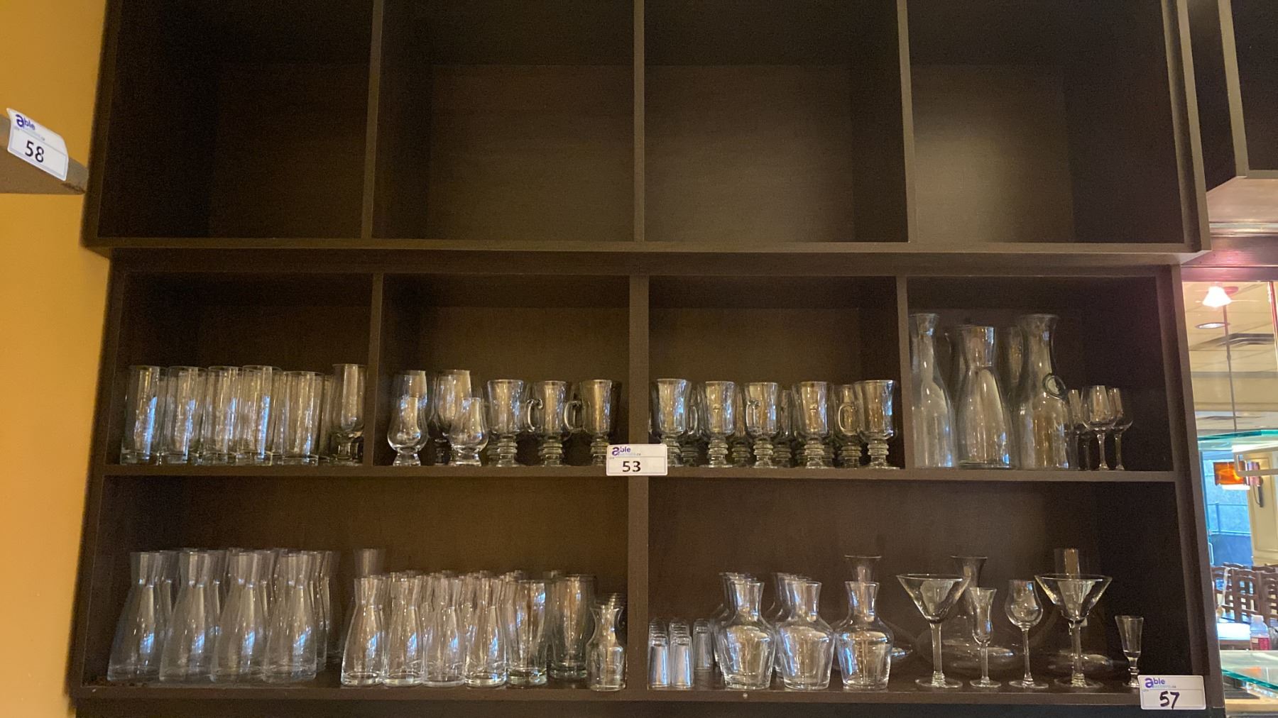 LARGE GROUP OF ASSORTED BAR GLASSES - Able Auctions