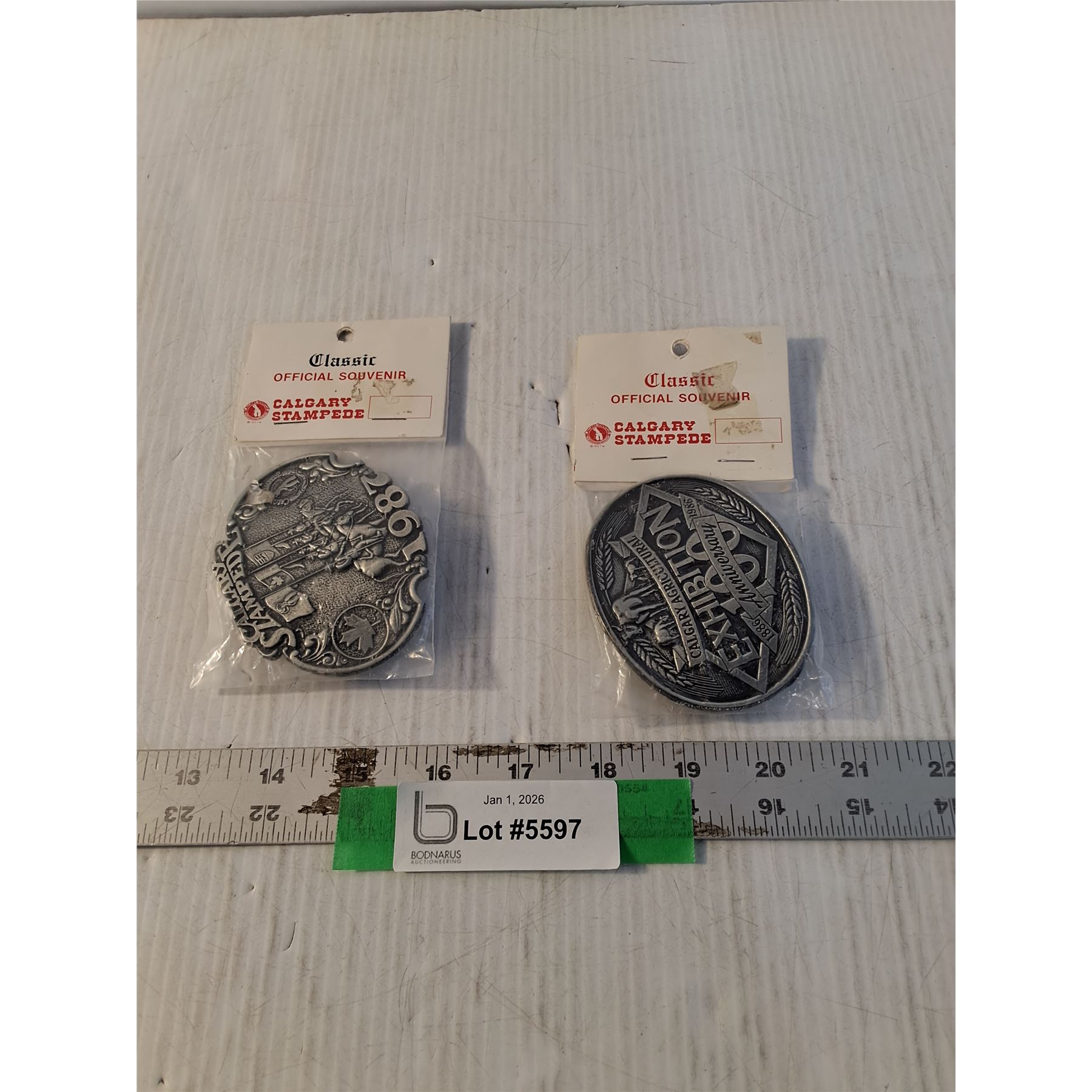 (2) Belt Buckles, Calgary Stampede 1987, Calgary Agricultural ...