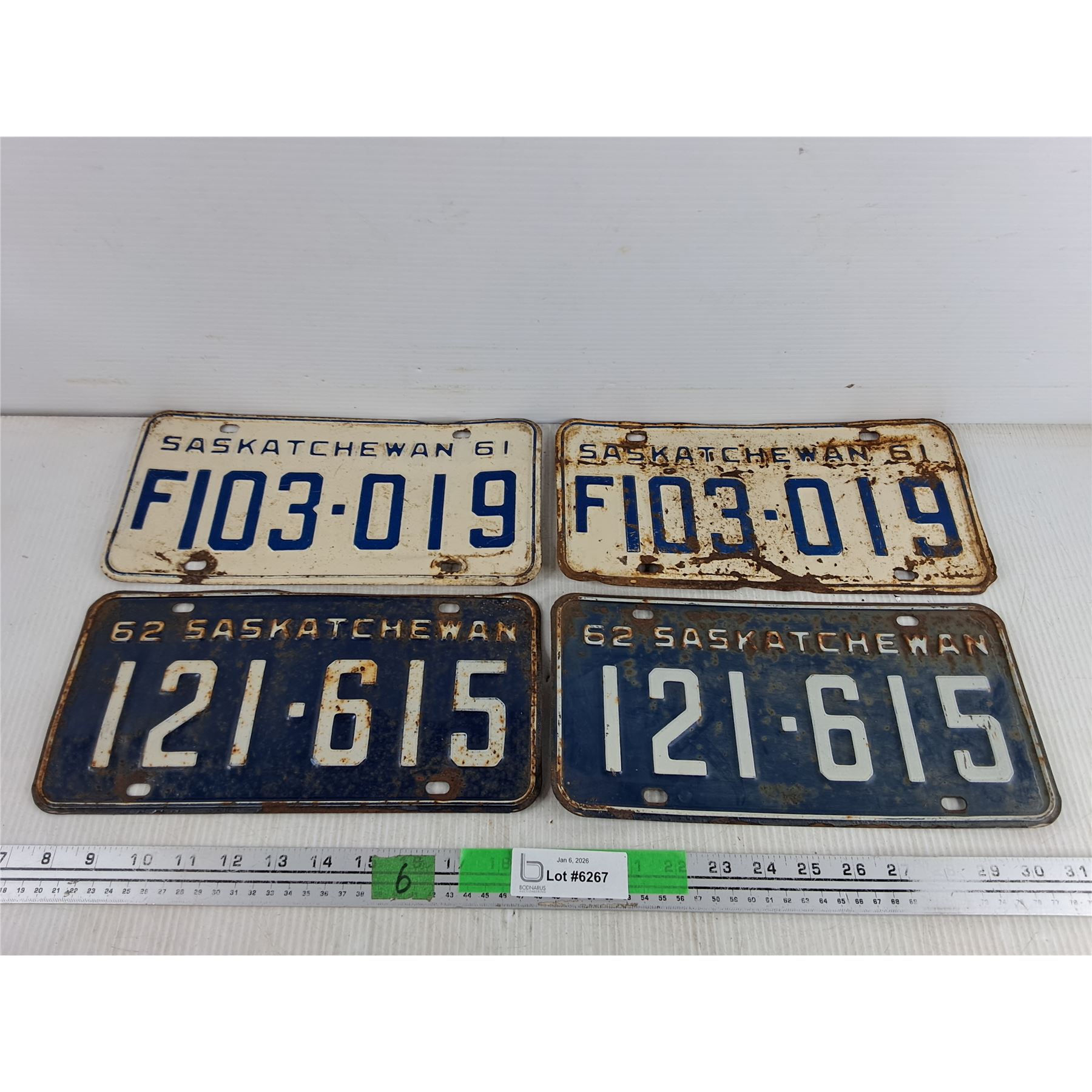 Vintage 1961 & 1962 Saskatchewan License Plates