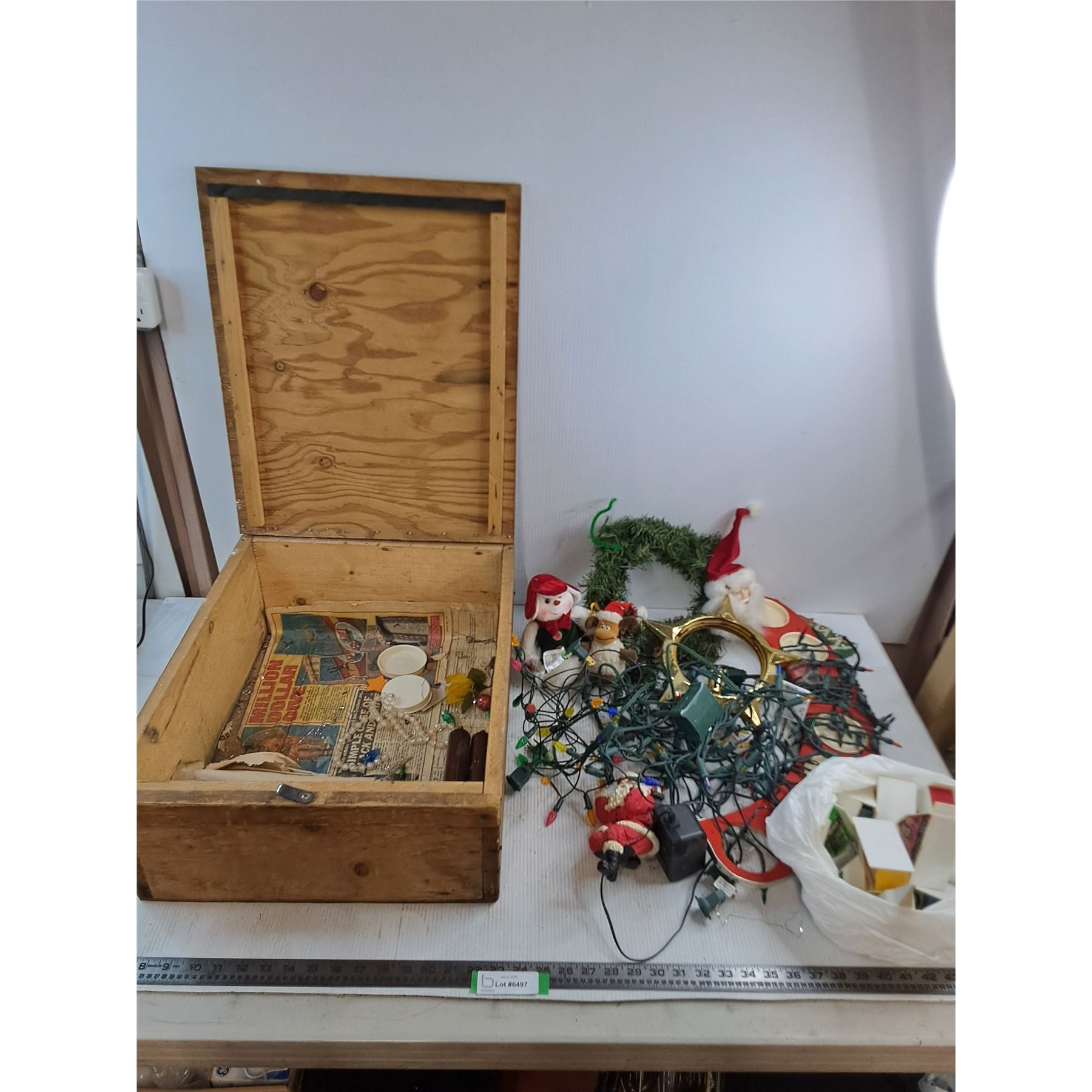 Wooden Chest (17x21x8") Full of Vintage Christmas Decor - Most String ...